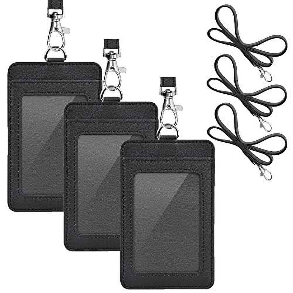 3 Pack PU Leather ID Badge Holder, Life-Mate ID Badge Holder with 1 ...