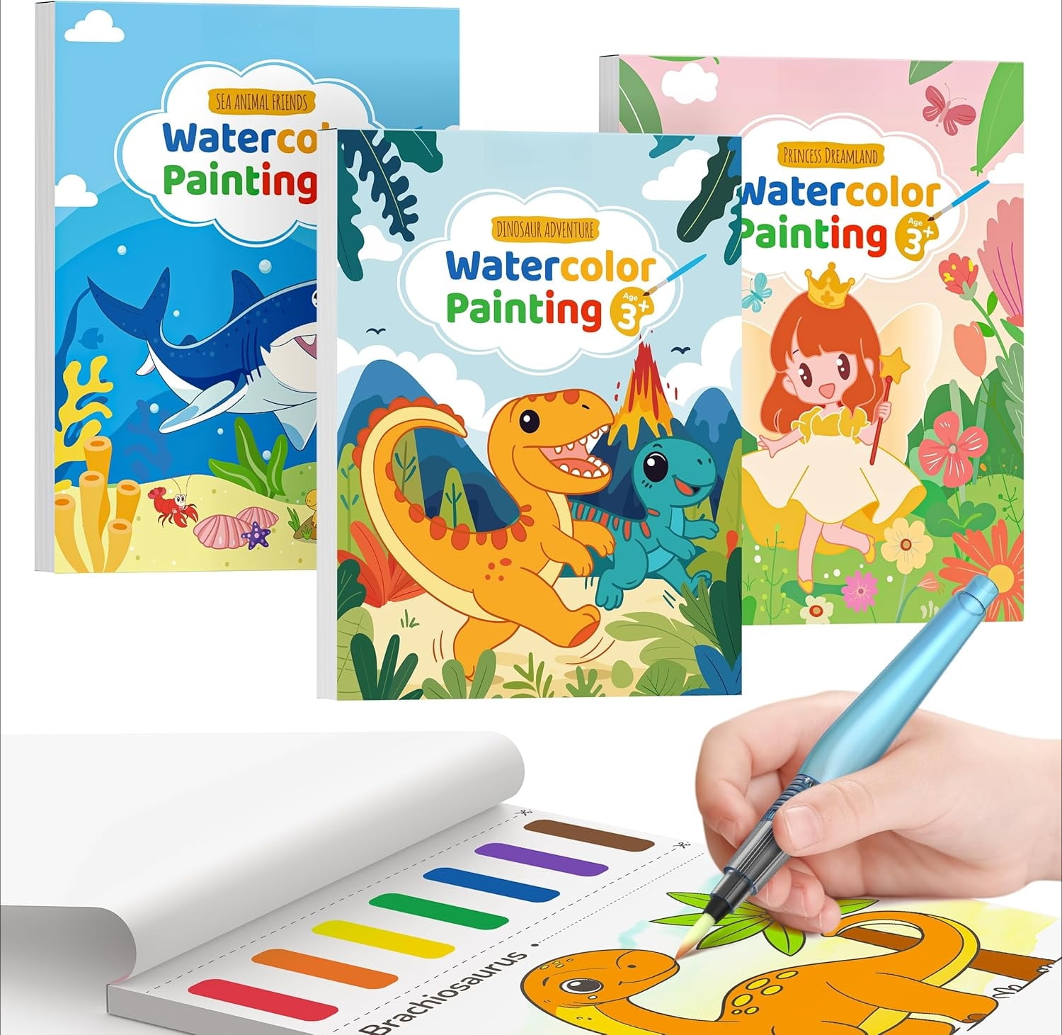 3 Pack Paint with Water Coloring Books for Toddlers, Watercolor Paint ...
