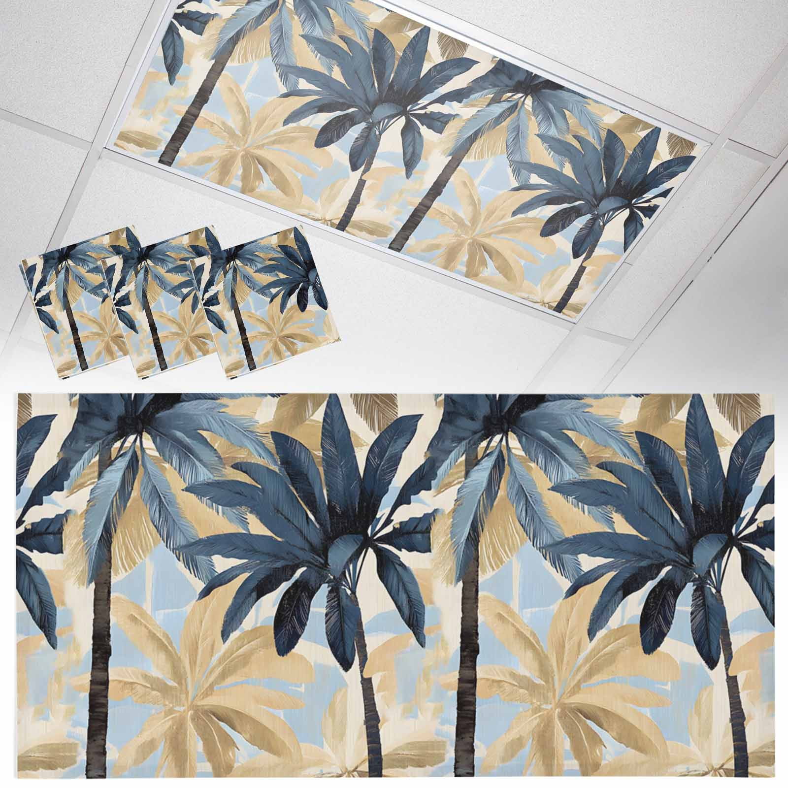 3 Pack Palm Trees Fluorescent Light Covers for Ceiling Lights Vintage ...