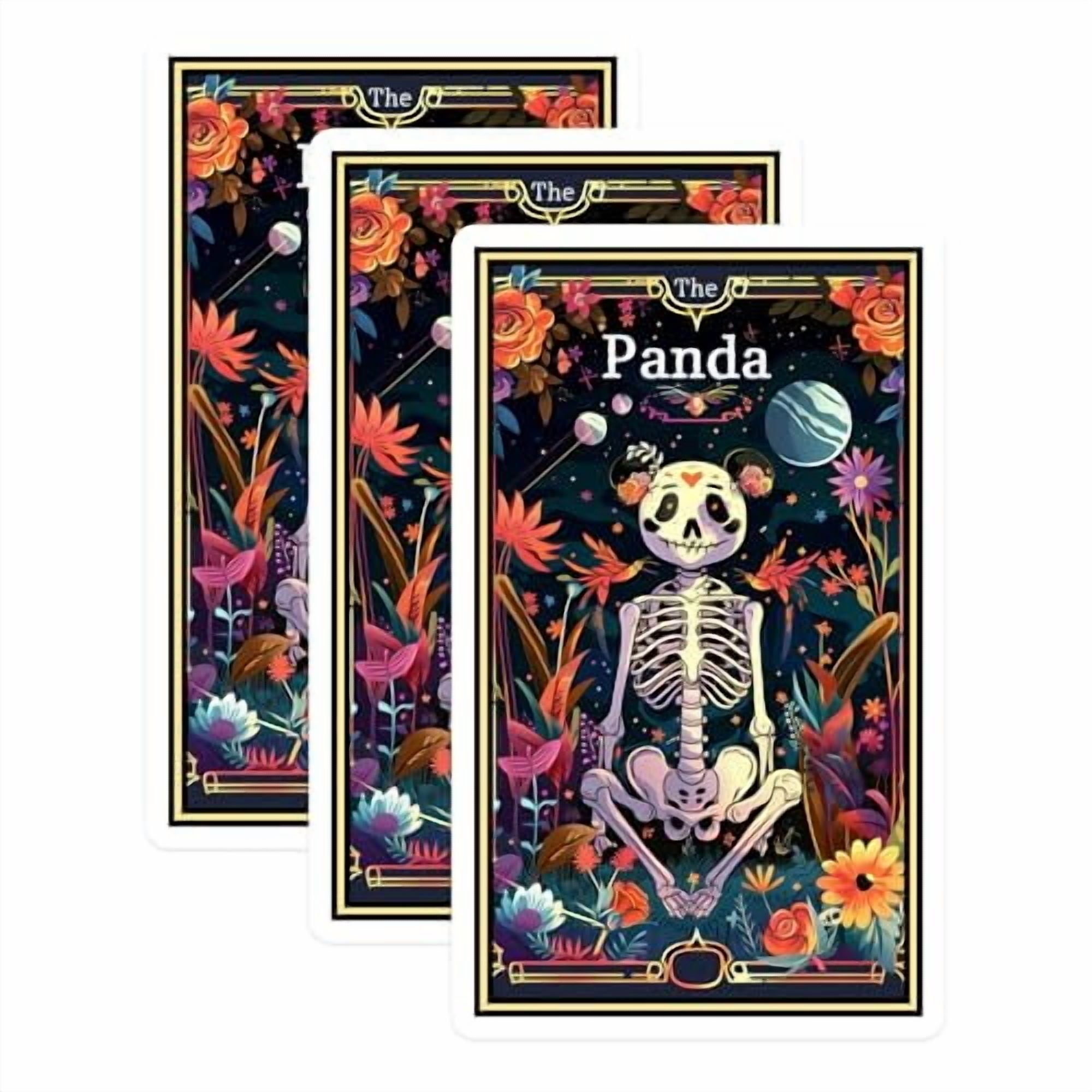 (3 Pack) Panda Tarot Decals - Floral Skeleton - Laptop Car Stickers - 3 ...