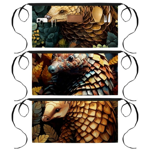 3 Pack Pangolin Waist Aprons with 3 Pockets - Waitress Waiter Server ...