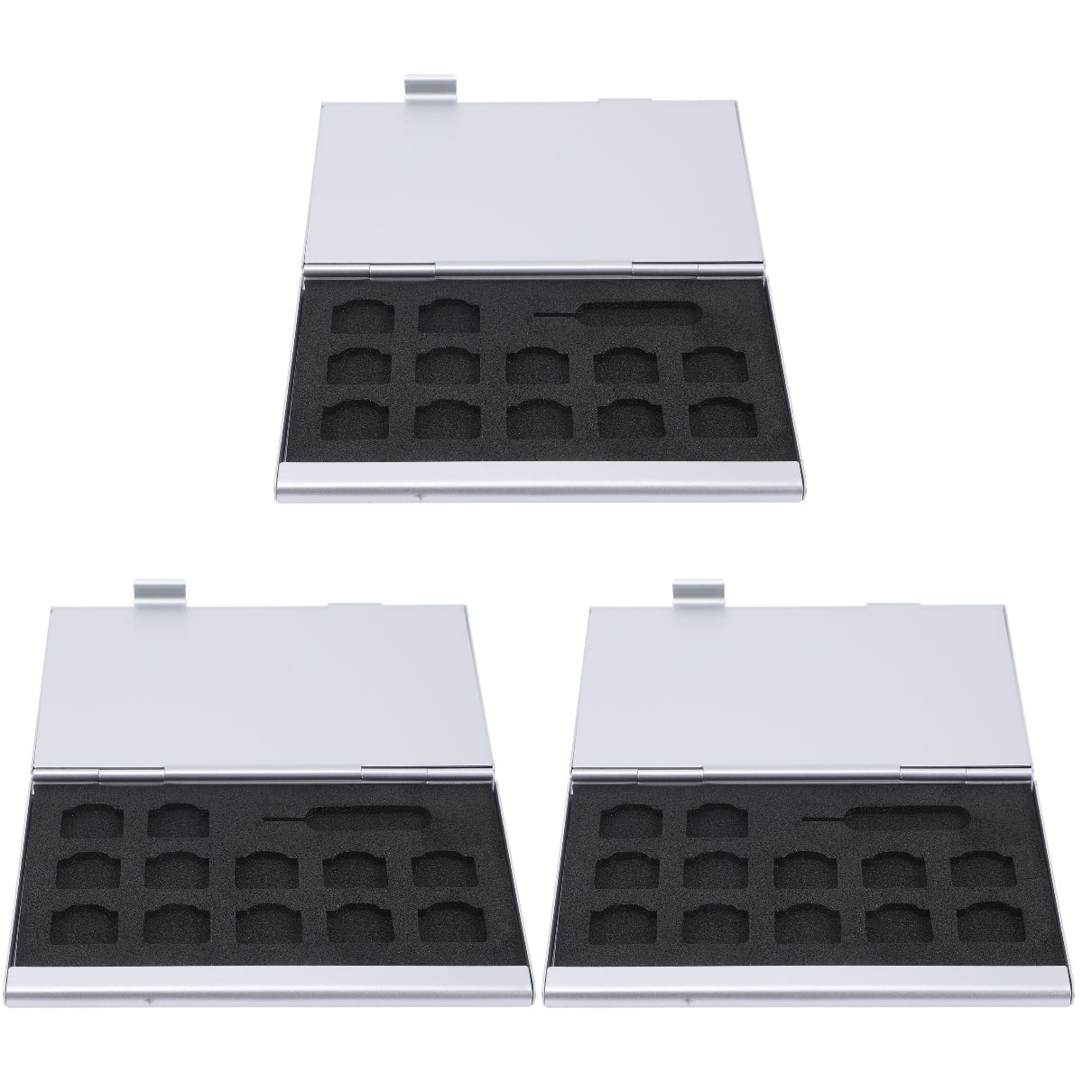 FENGGUIQU Lightweight Sim Cards Holder Silver for and Memory Cards 3Pcs ...