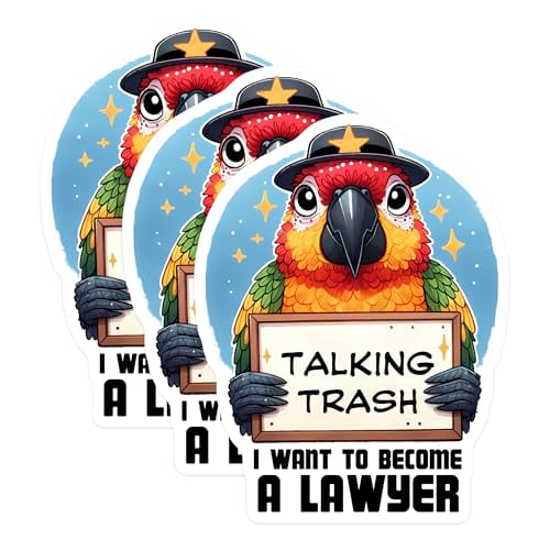 (3 Pack) Parrot Lawyer Decals - Talking Trash - Funny Bird Stickers - 3 ...