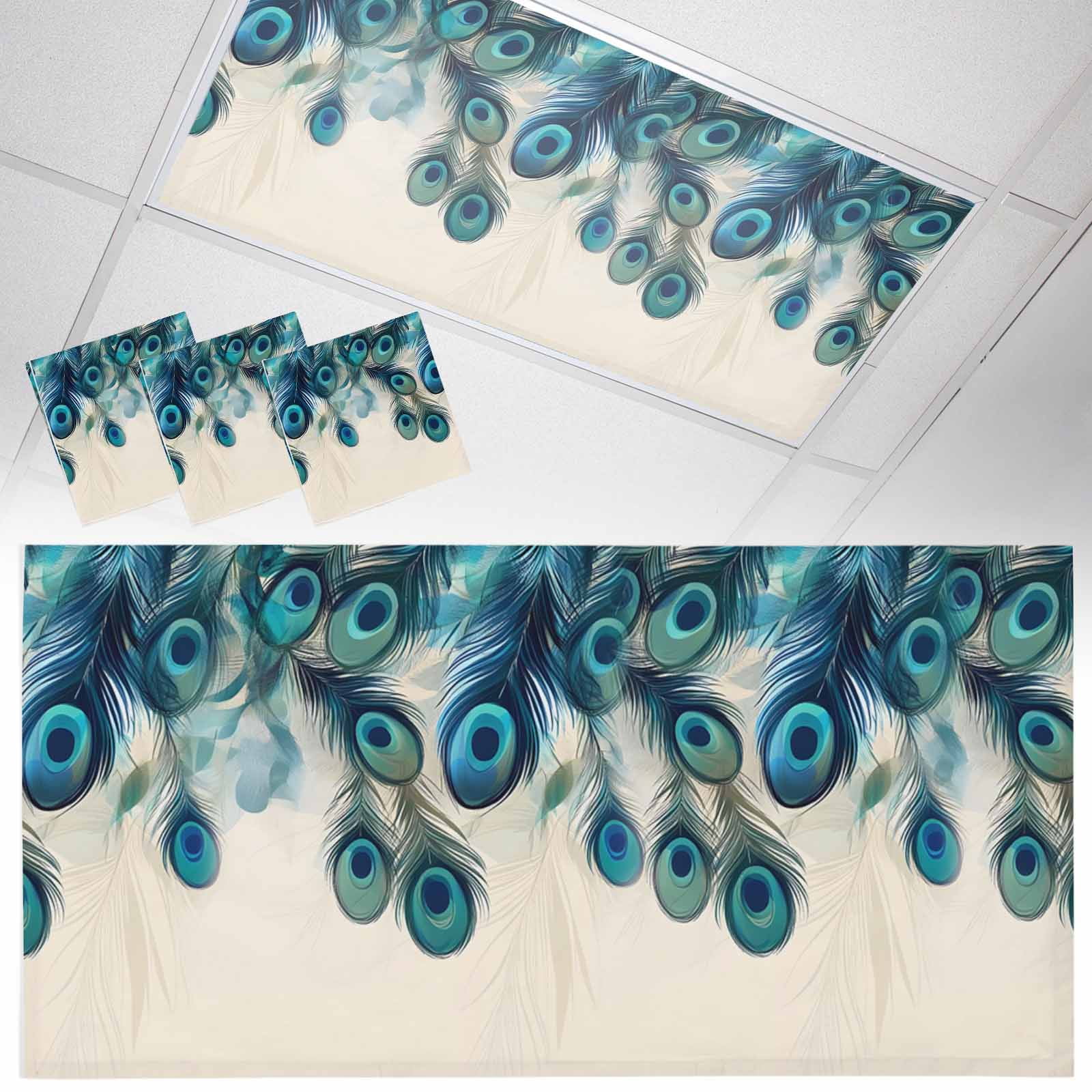 3 Pack Peacock Feathers Fluorescent Light Covers for Ceiling Lights ...