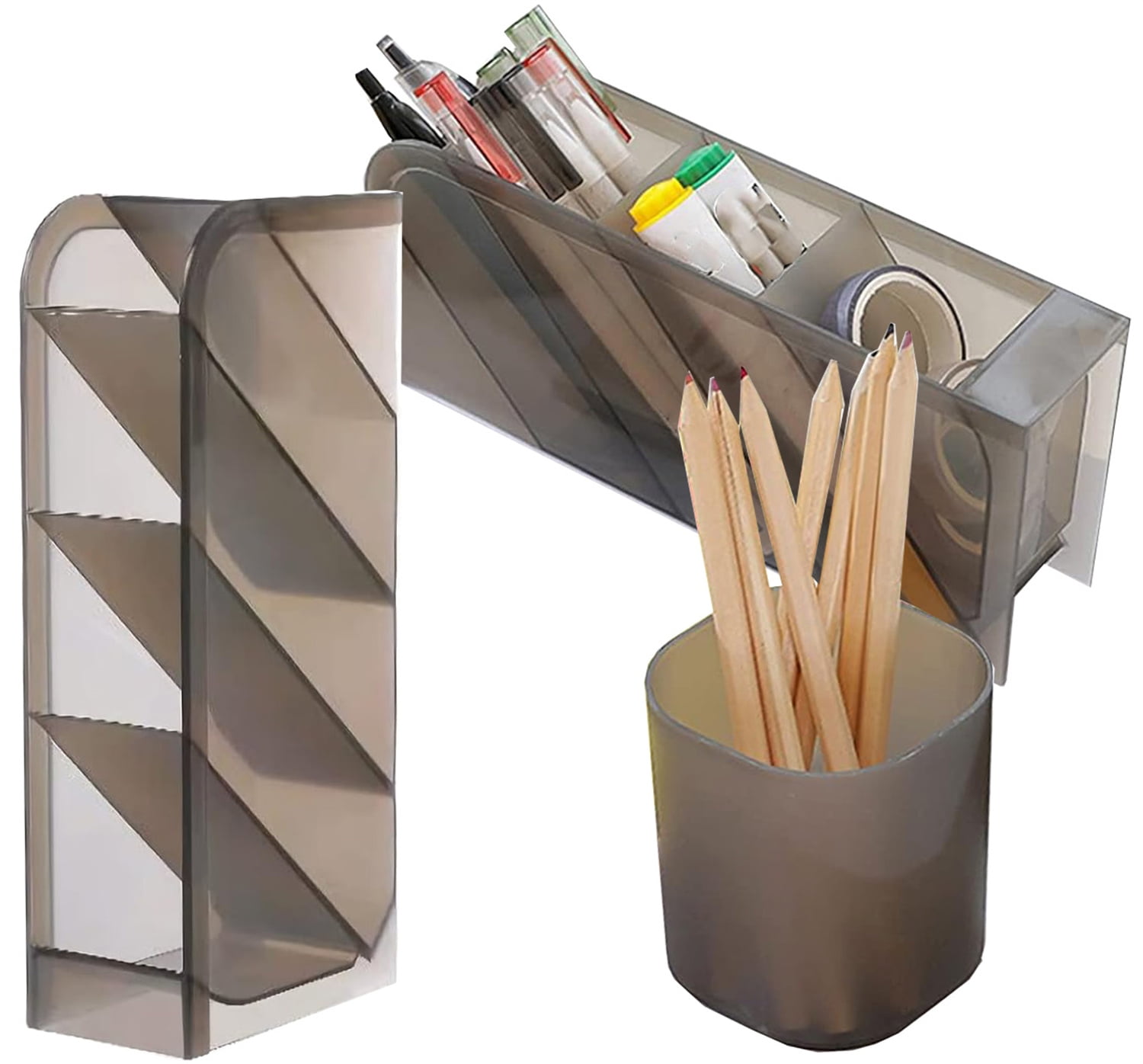 3 Pack Pen Holder,Pen Pencil Storage Organizer for Desk,4 Compartment ...
