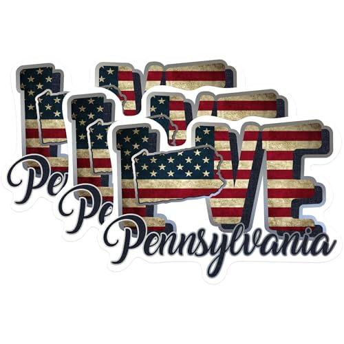 (3 Pack) Pennsylvania Love Decals - American Flag Stickers - PA Laptop ...