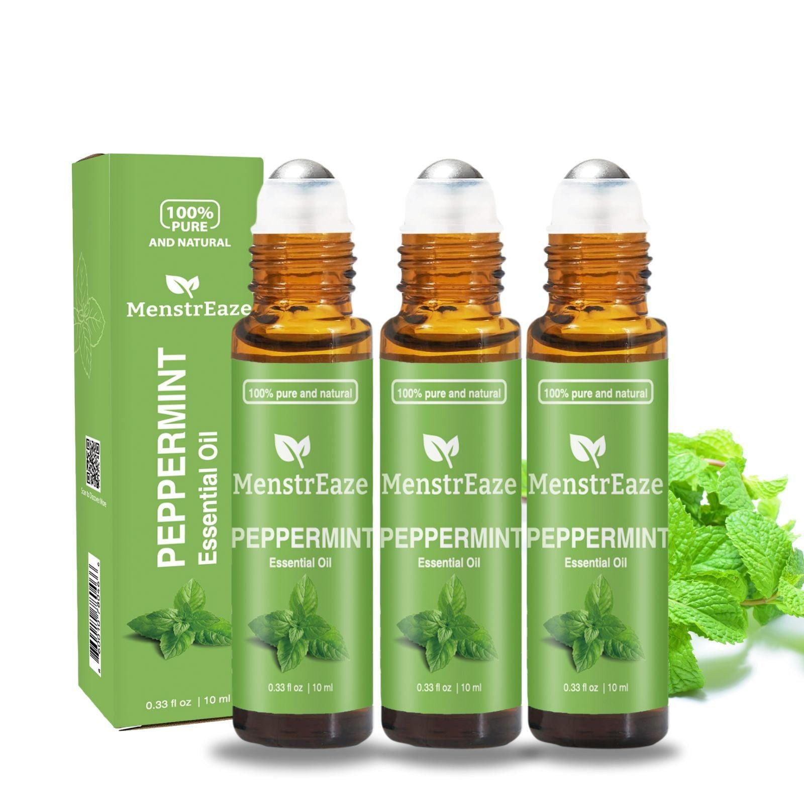 3-Pack Peppermint Roll-On Essential Oil for Headaches, Migraine and ...