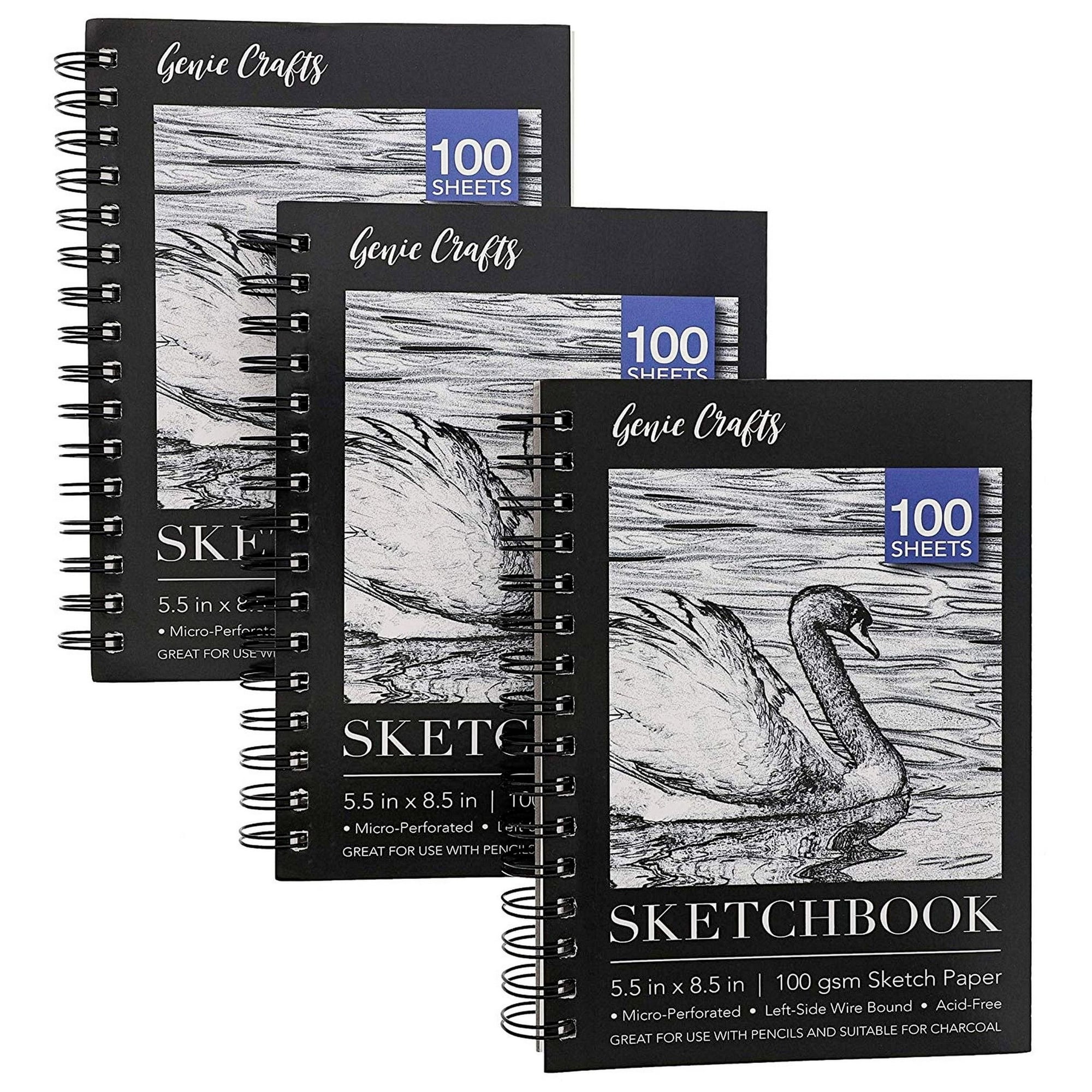 3-Pack Small Sketchbook, 5.5x8.5 Inch Spiral Bound, Blank Page Art ...