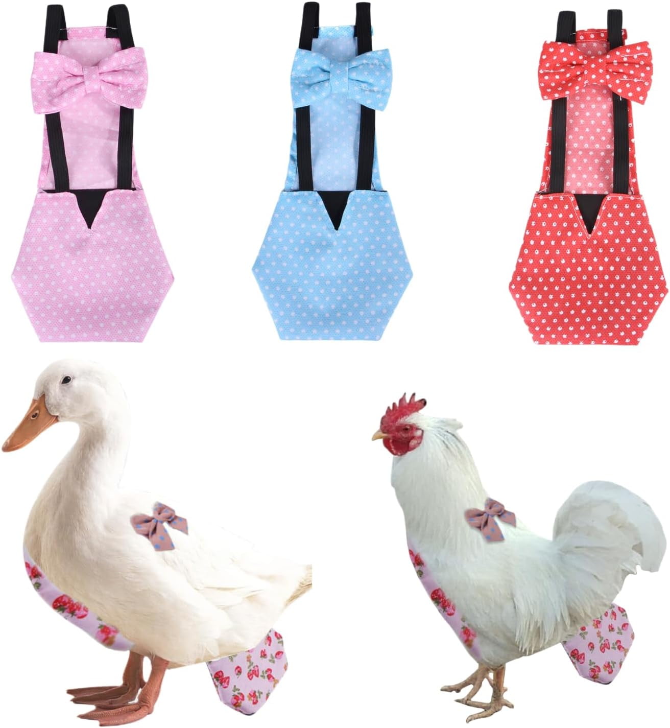 3-Pack Pet Duck Chicken Diapers with Bow Tie Reusable Handmade Washable ...