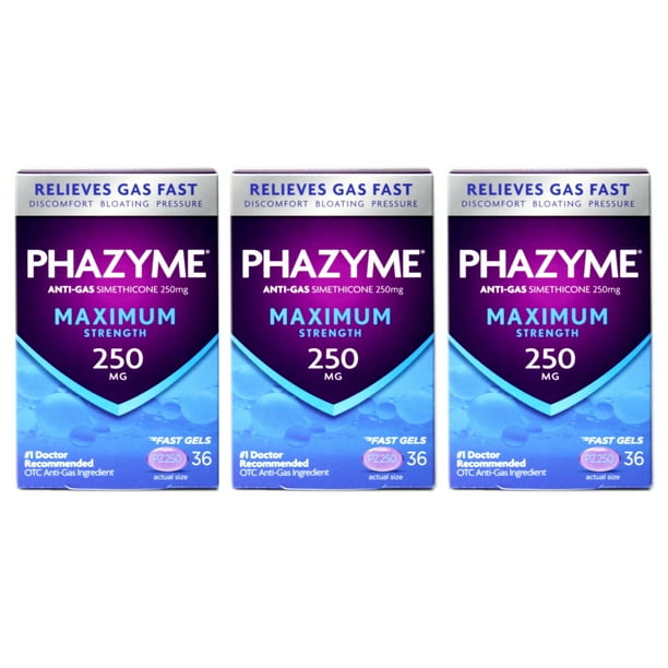 3 Pack - Phazyme Maximum Strength Softgels, 36 Each - Walmart Business ...
