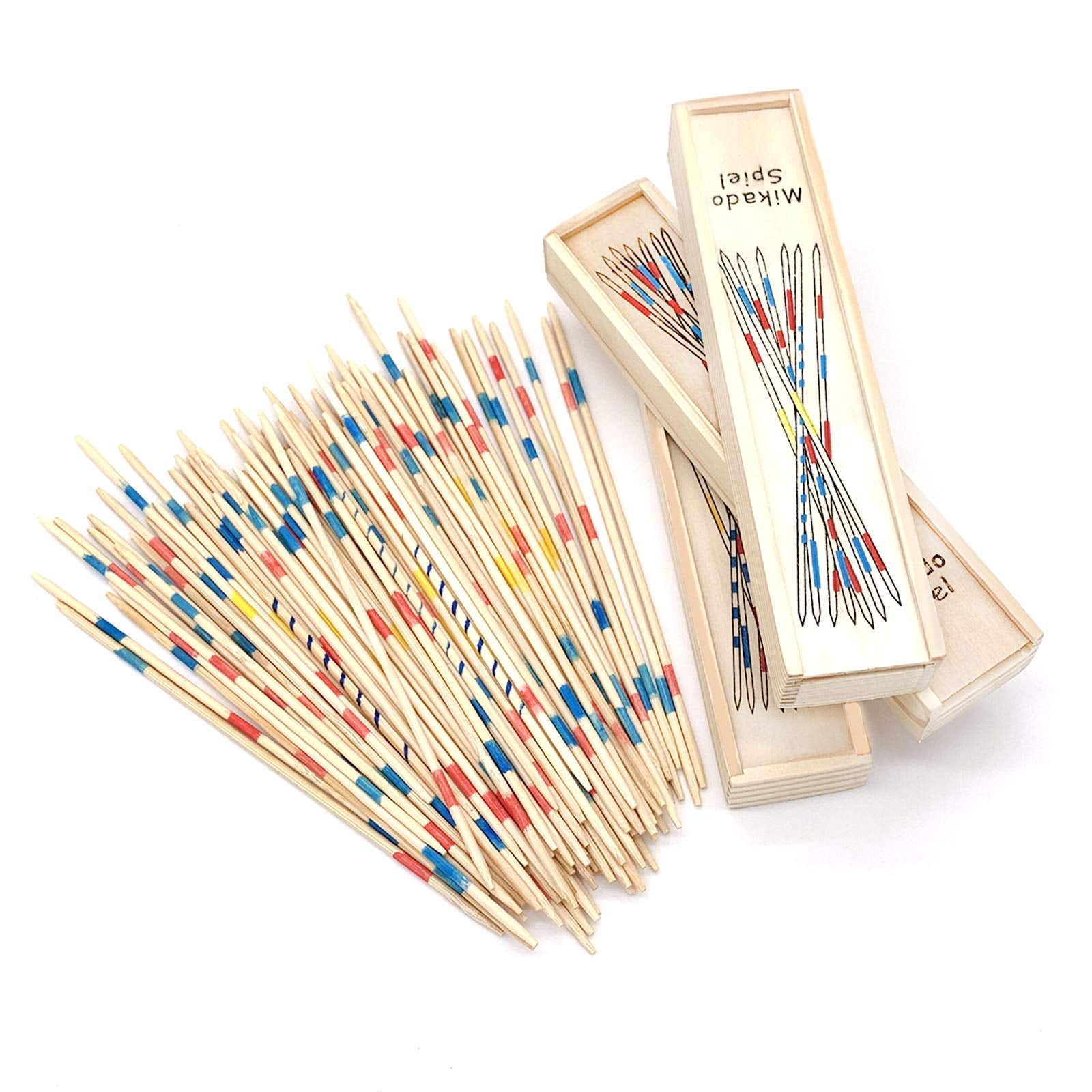 3 Pack Pick Up Sticks, 93pcs Wooden Pick Up Sticks Boxed with ...