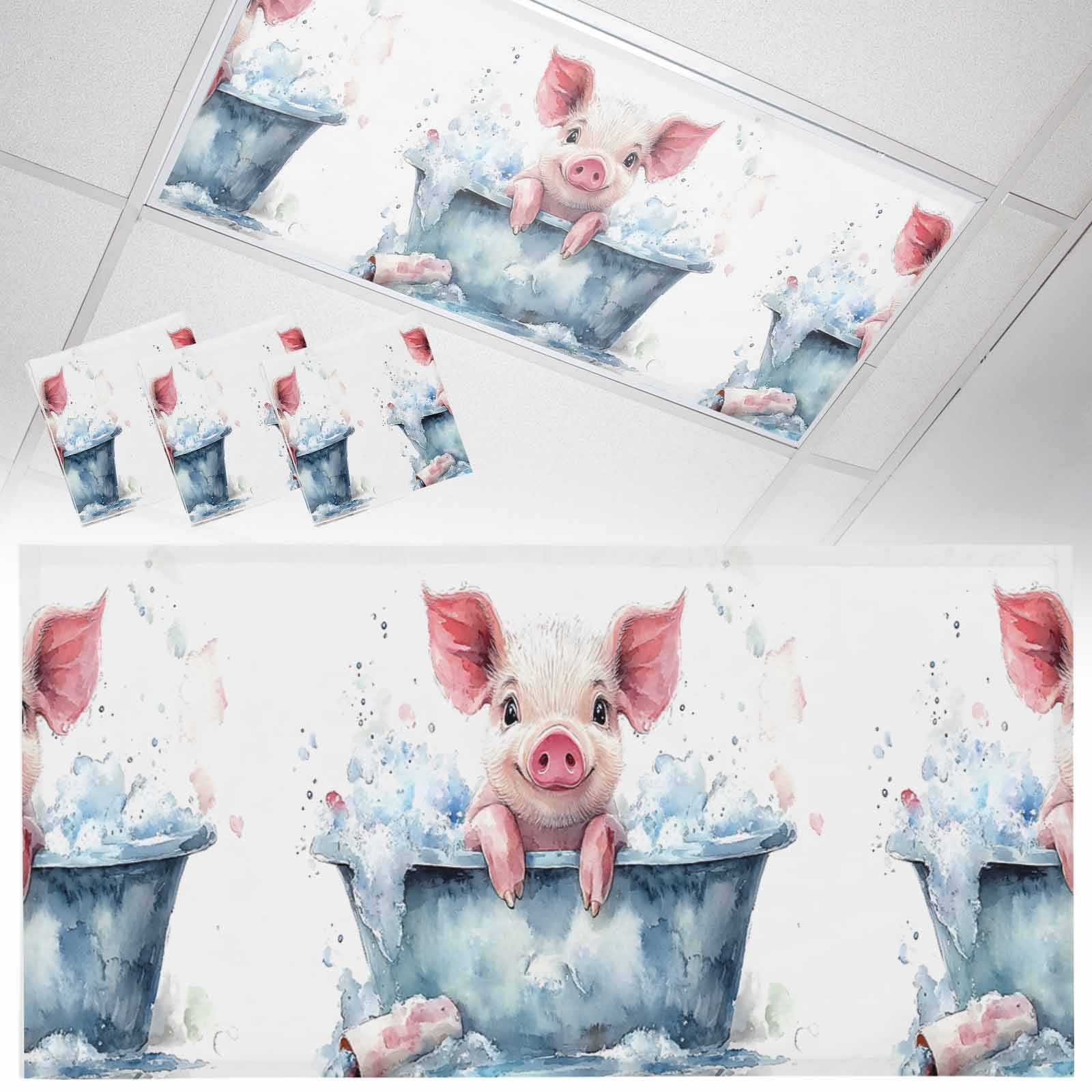 3 Pack Pig Taking Fluorescent Light Covers for Ceiling Lights A Bath ...