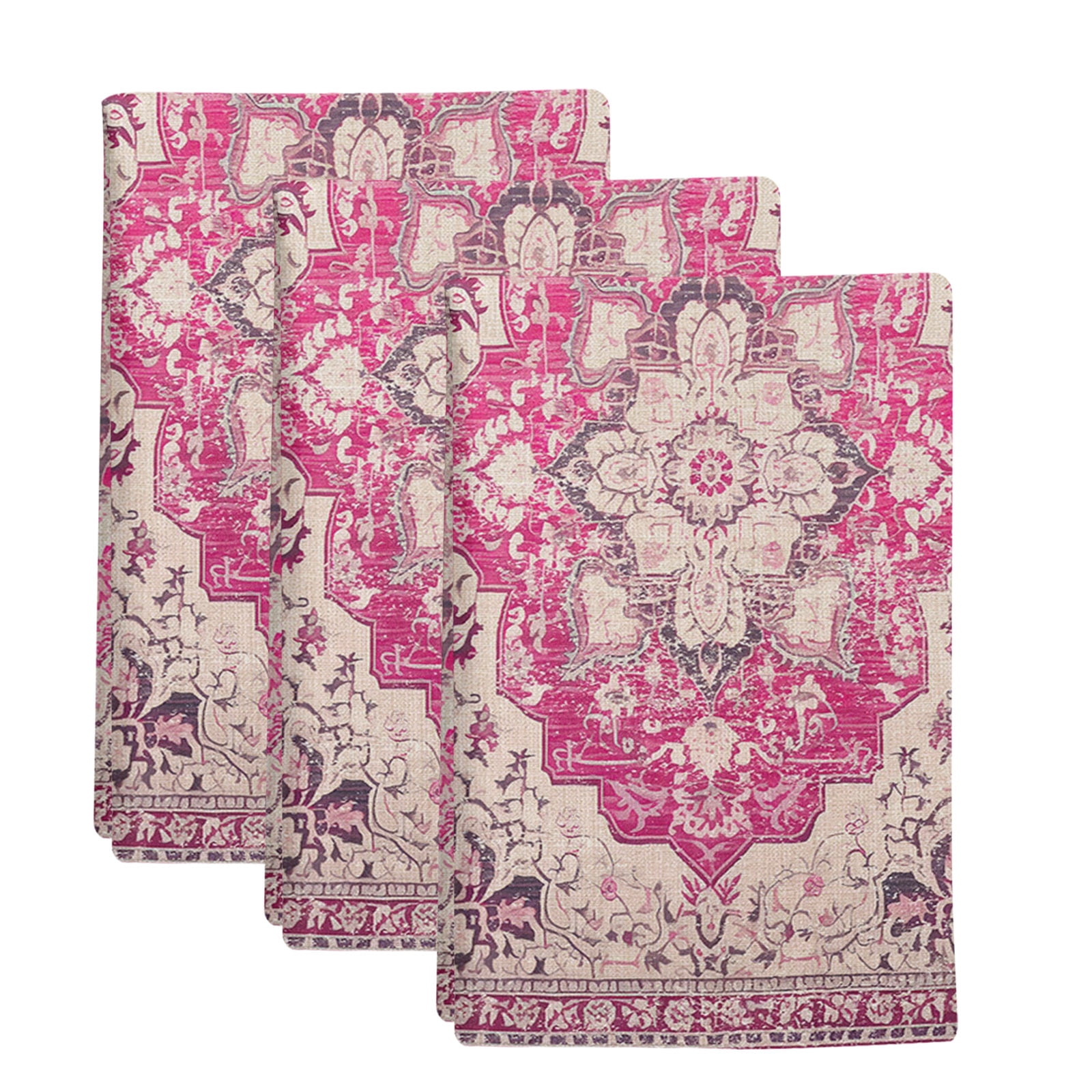 3 Pack Pink Floral Boho Kitchen Towels Medieval Ethnic Turkey Retro ...