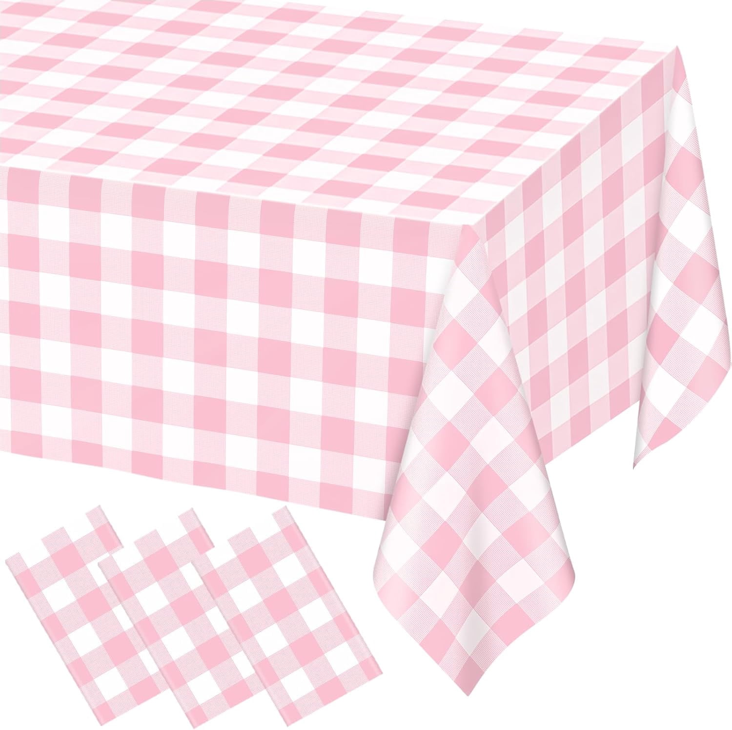 3 Pack Pink Gingham Tablecloth Rectangular Pink and White Checkered ...