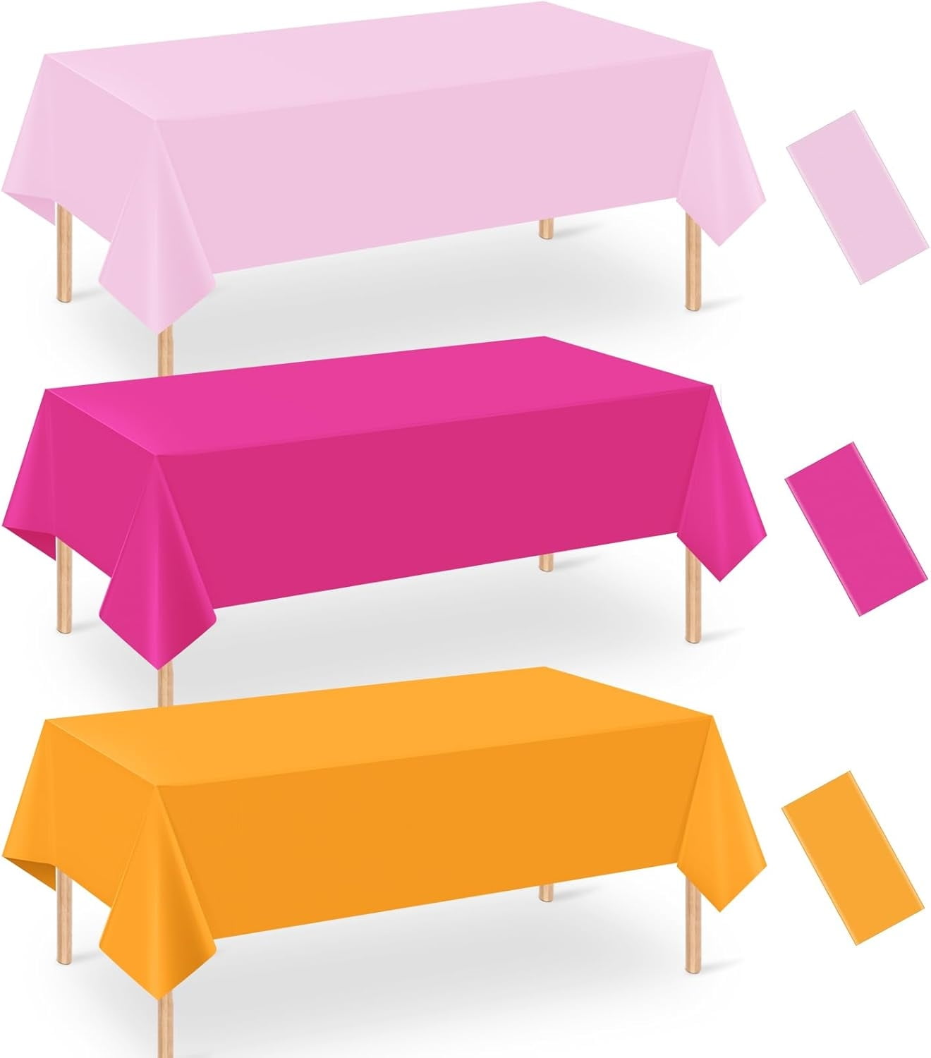 3 Pack Pink and Orange Plastic Tablecloth Party Decorations, Disposable ...