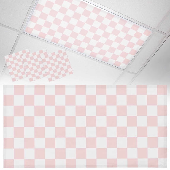 3 Pack Pink Plaid Fluorescent Light Covers for Ceiling Lights Modern ...