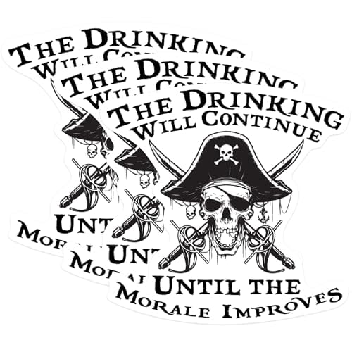 (3 Pack) Pirate Skull Decals - Drinking Morale Decal - Laptop Decal - 3 ...