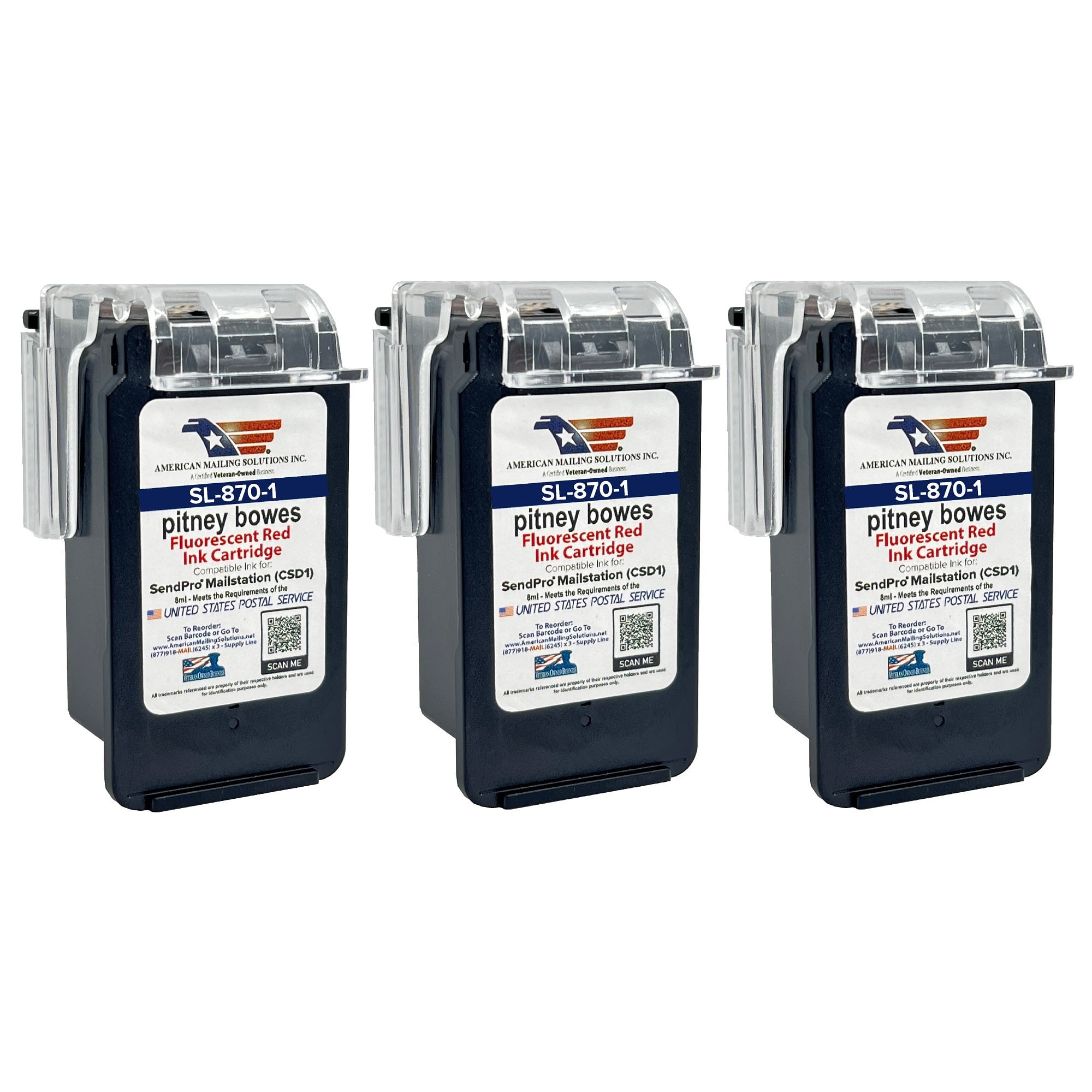 Pitney Bowes 3-Pack Compatible Red Ink Cartridge for SendPro ...