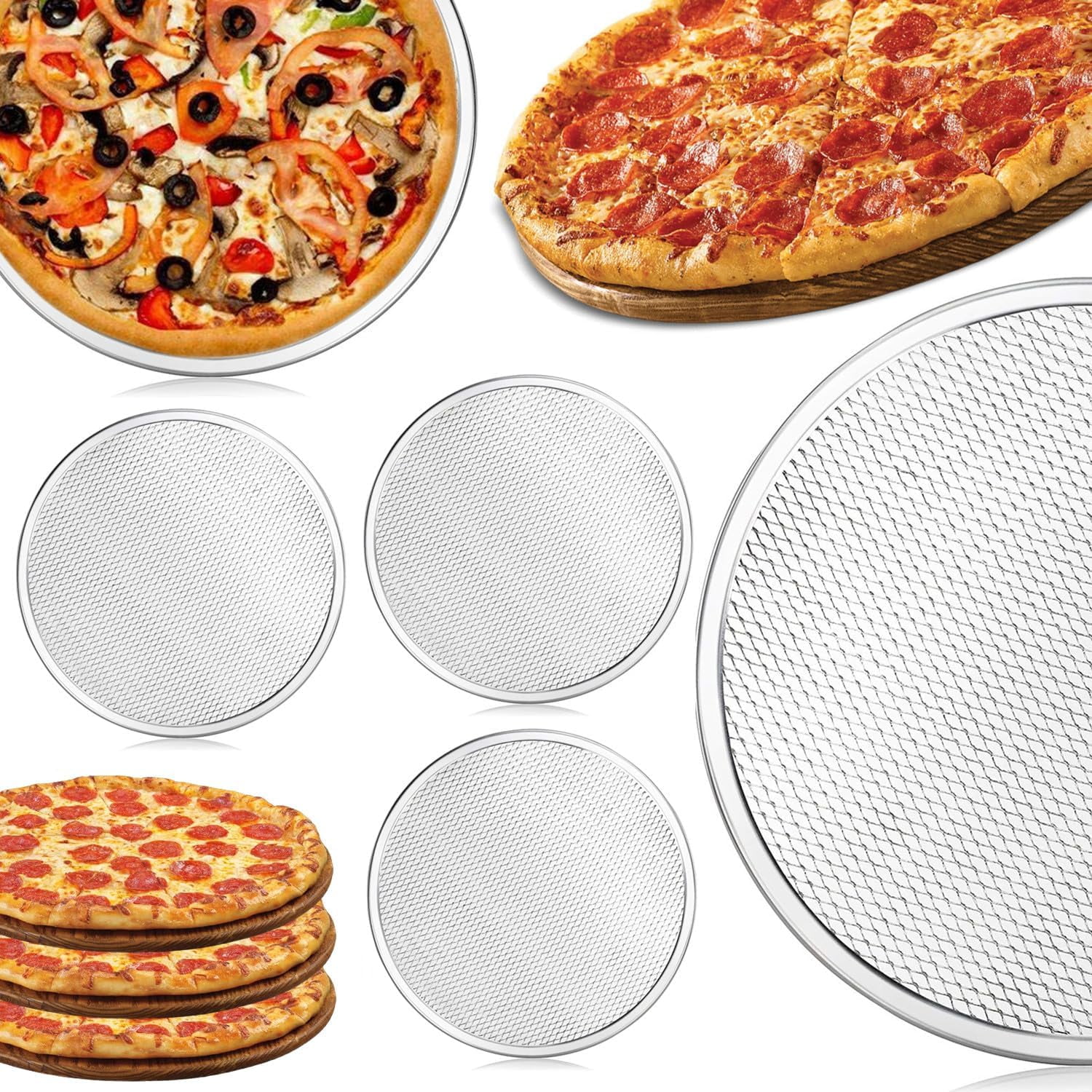 3 Pack Pizza Screen, Nonstick Pizza Screen Aluminum Alloy Pizza Pan for ...