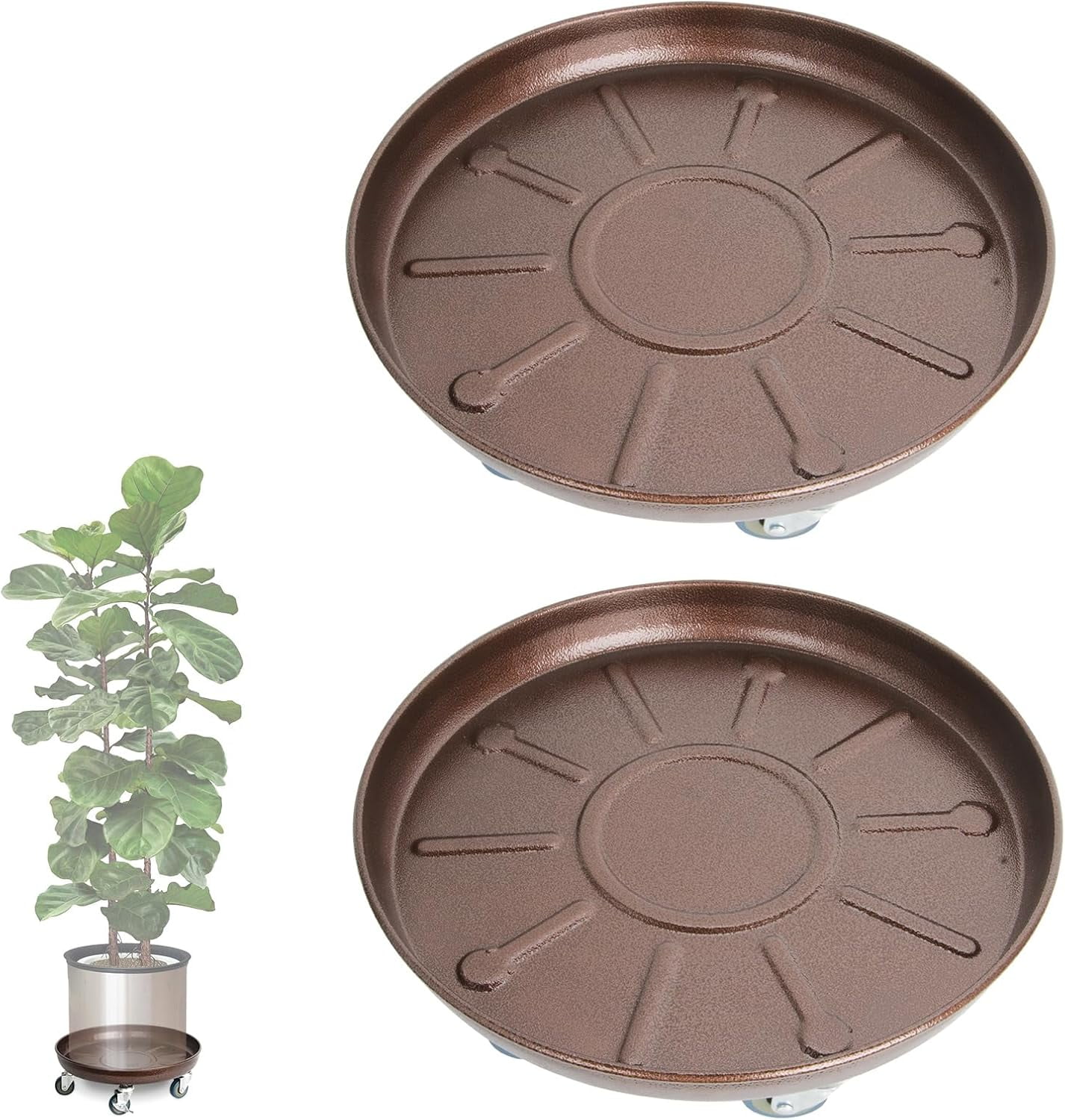 3 Pack Plant Caddy 16 Inches Heavy Duty Plant Stand with Lockable ...