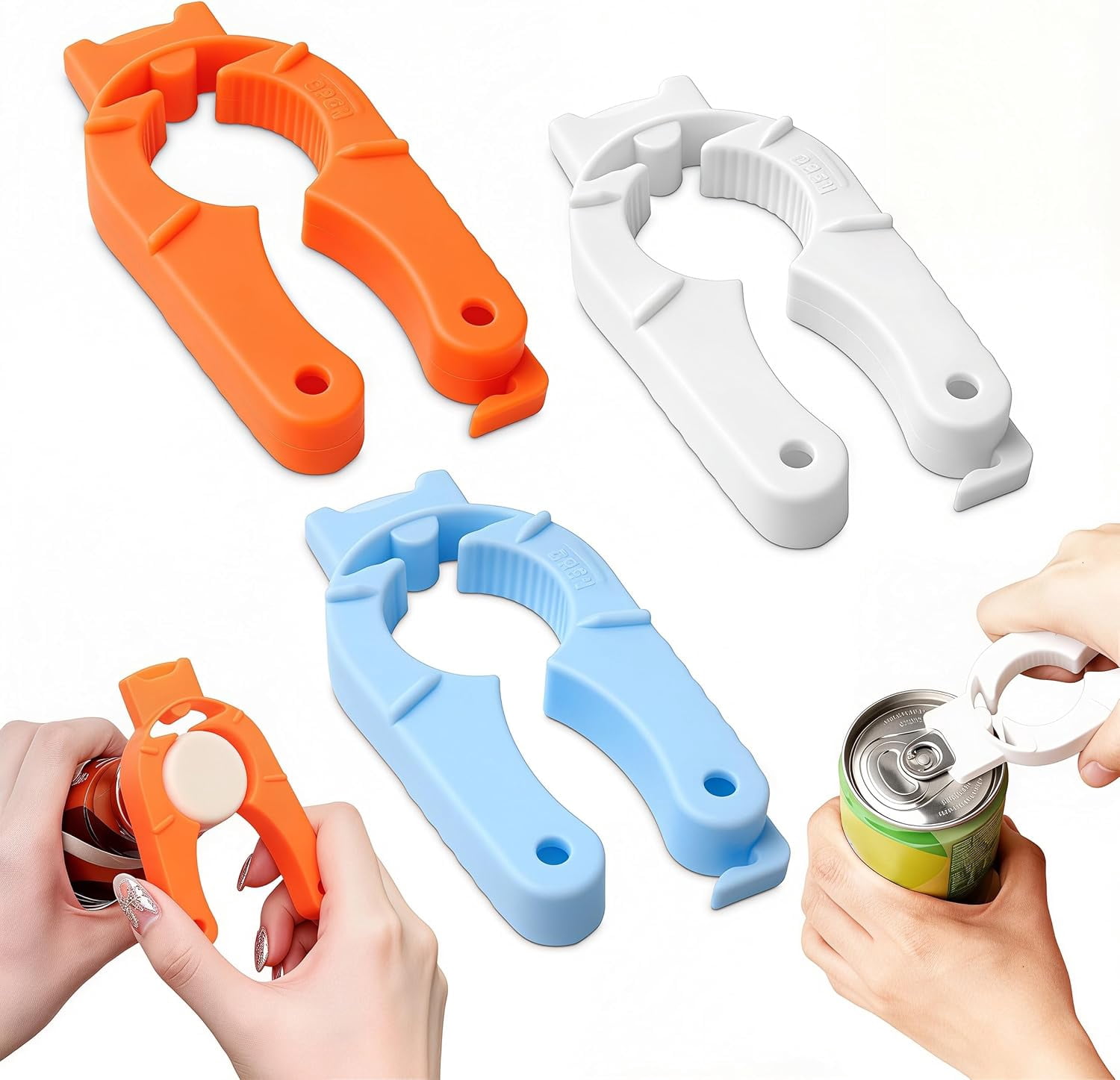 3-Pack Plastic Bottle Cap Opener, 3-in-1 Multi-Purpose Gripper Water ...