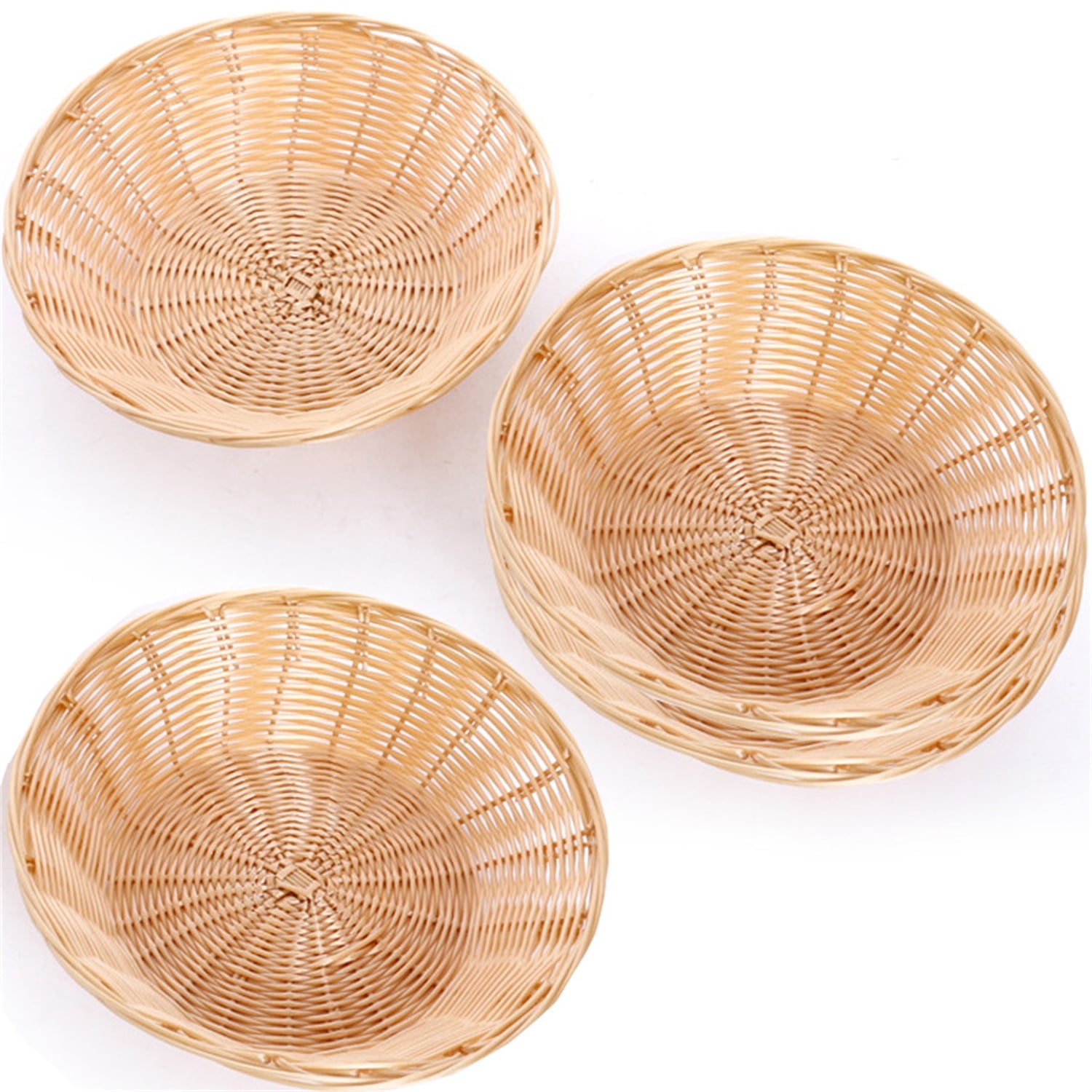 3 Pack Plastic Bread Basket,Bexikou 9.4 Inch Handwoven Round Plastic Bread Baskets,Food Storage ...