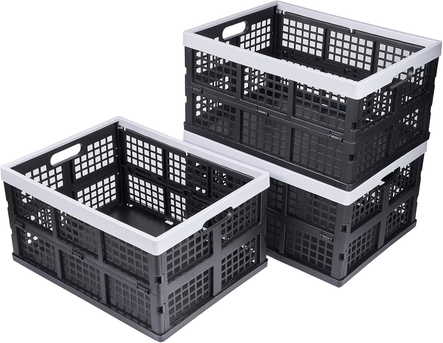 3-Pack Plastic Collapsible Storage Crates-30L,Foldable Plastic Crates ...