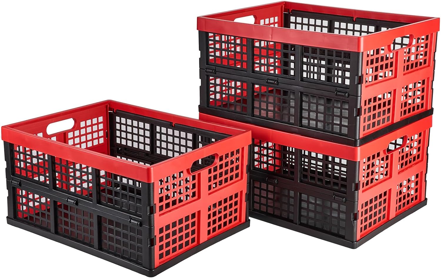 3-Pack Plastic Collapsible Storage Crates-30L,Foldable Plastic Crates ...
