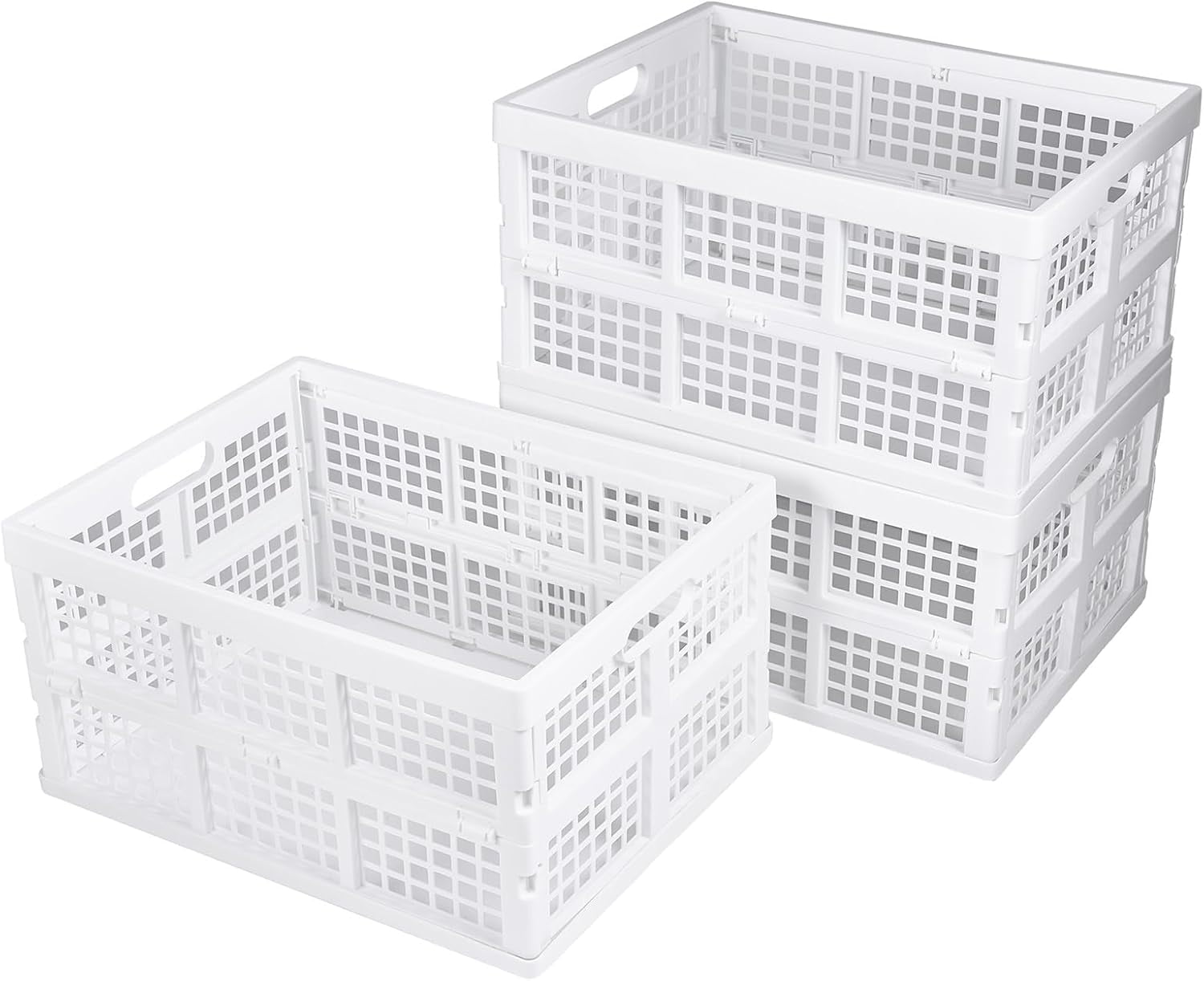 3-Pack Plastic Collapsible Storage Crates-30L,Foldable Plastic Crates ...