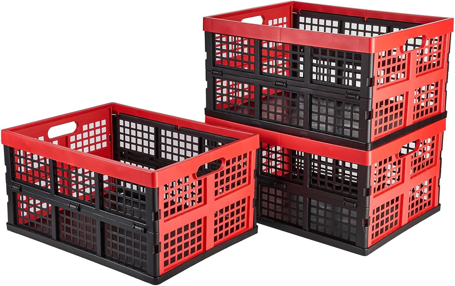 3-Pack Plastic Collapsible Storage Crates-30L,Foldable Plastic Crates ...