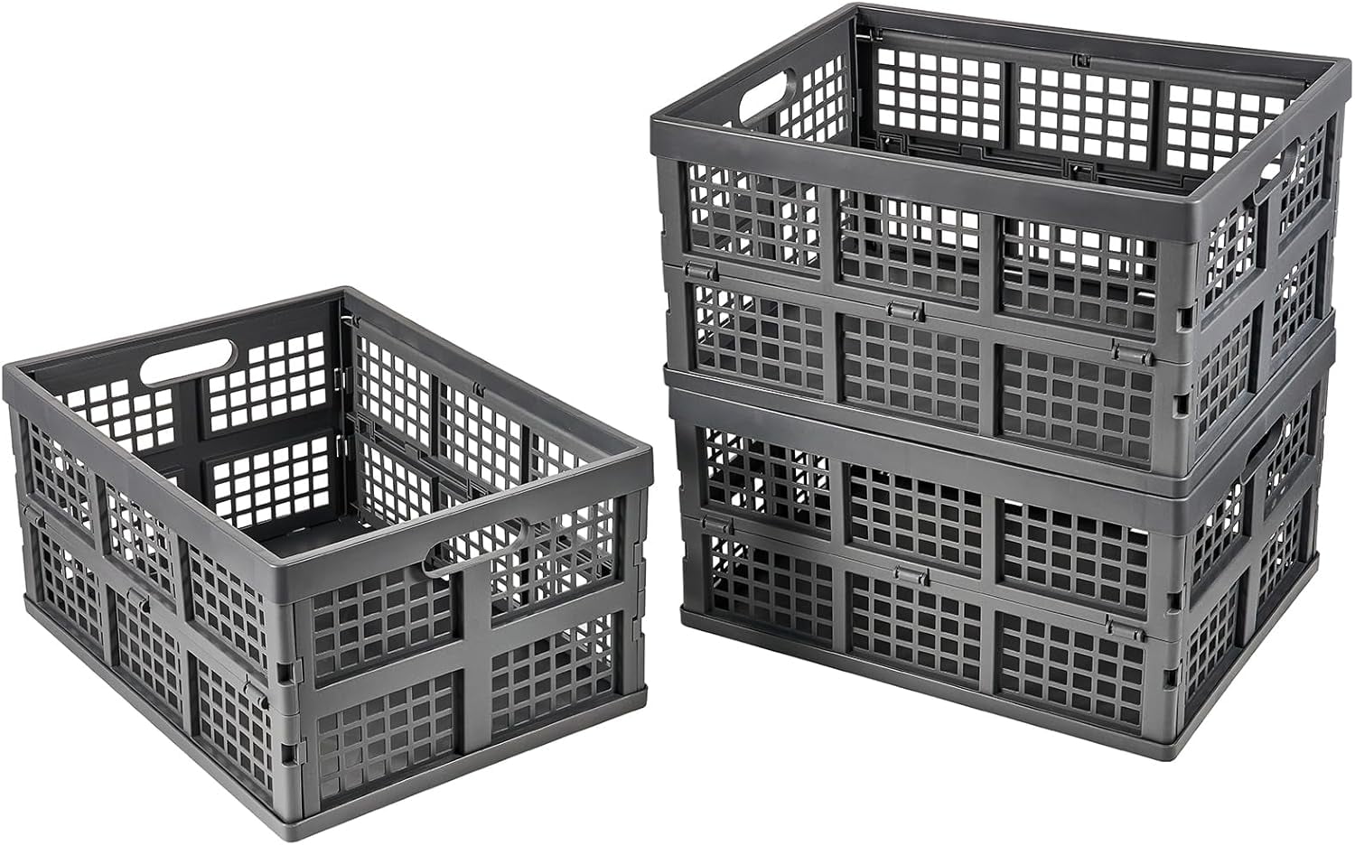 3-Pack Plastic Collapsible Storage Crates-30L,Foldable Plastic Crates ...