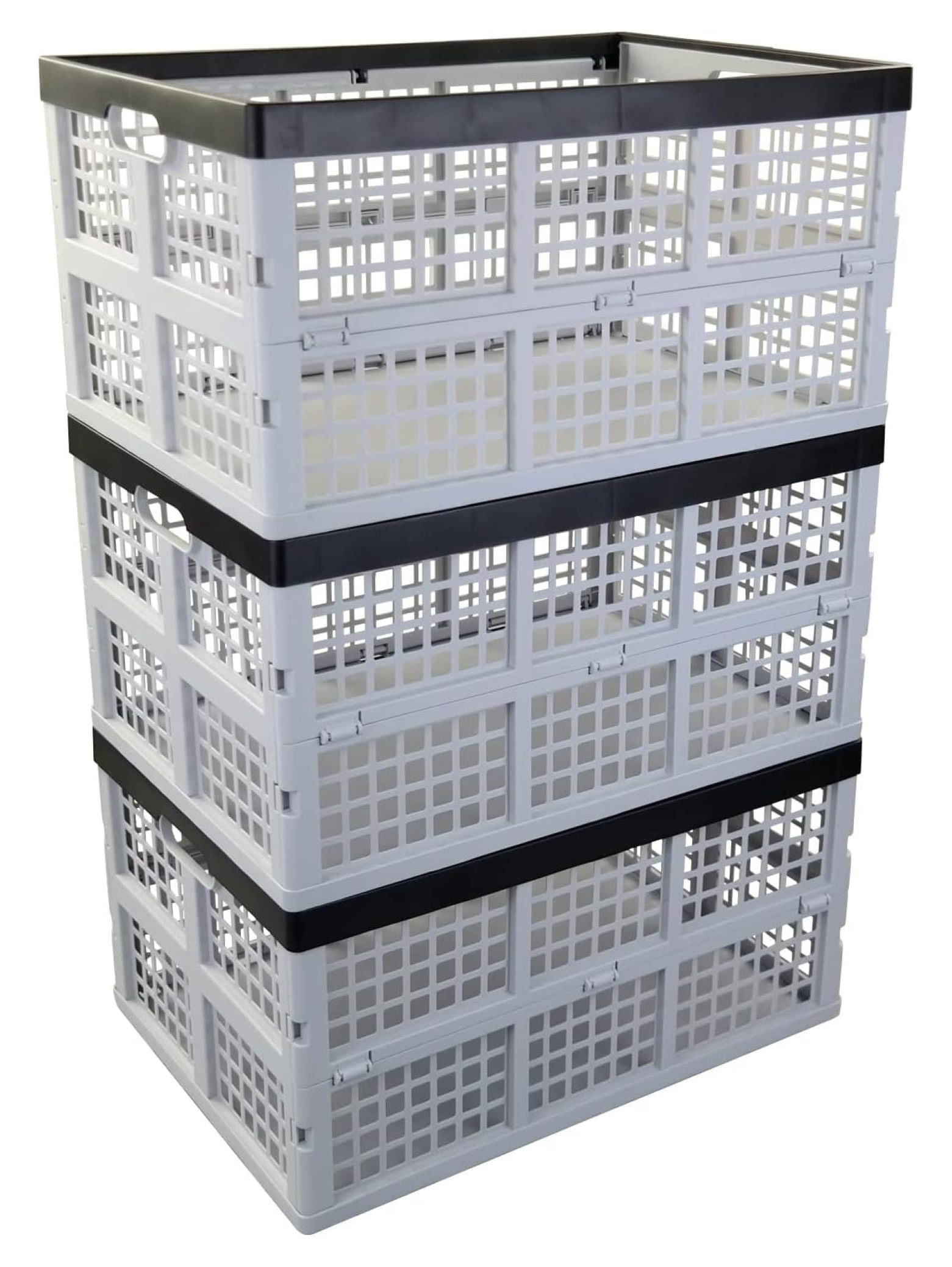 3-Pack Plastic Collapsible Storage Crates, Large Folding Storage Crates ...