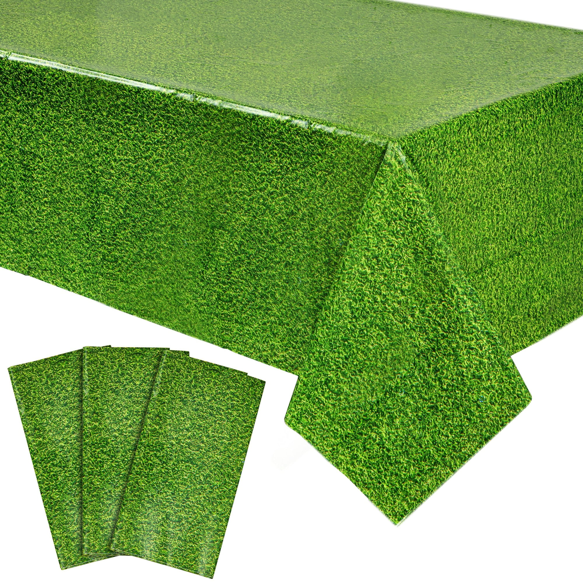 Sparkle and Bash Green Plastic Grass Table Covers 54 x 108 inches Pack ...