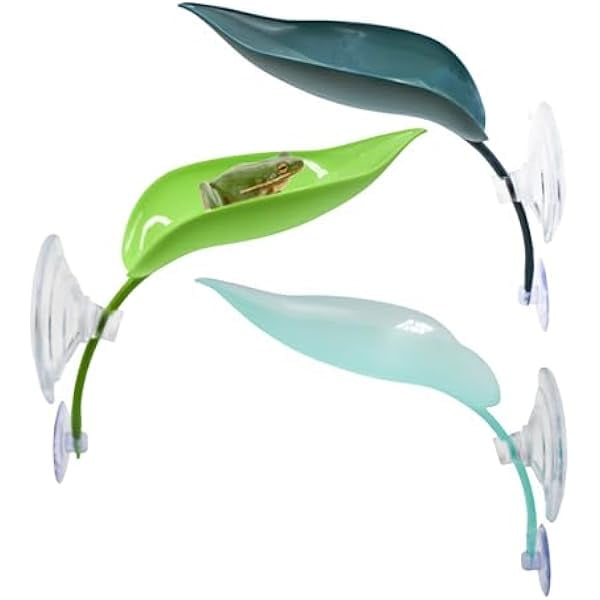 3 Pack Plastic Leaf Decorations with Suction Cups, Frog Habitat ...