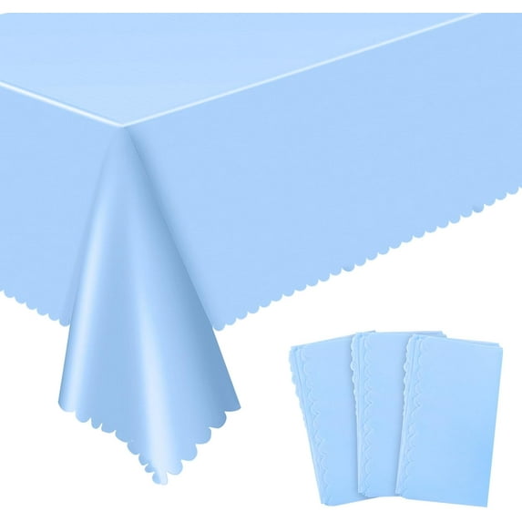 3 Pack Plastic Light Blue Tablecloth, 54 X 108Inch Disposable Baby Blue ...