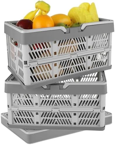 3 Pack Plastic Milk Crates for Storage, 20L Stackable Storage Bins for ...