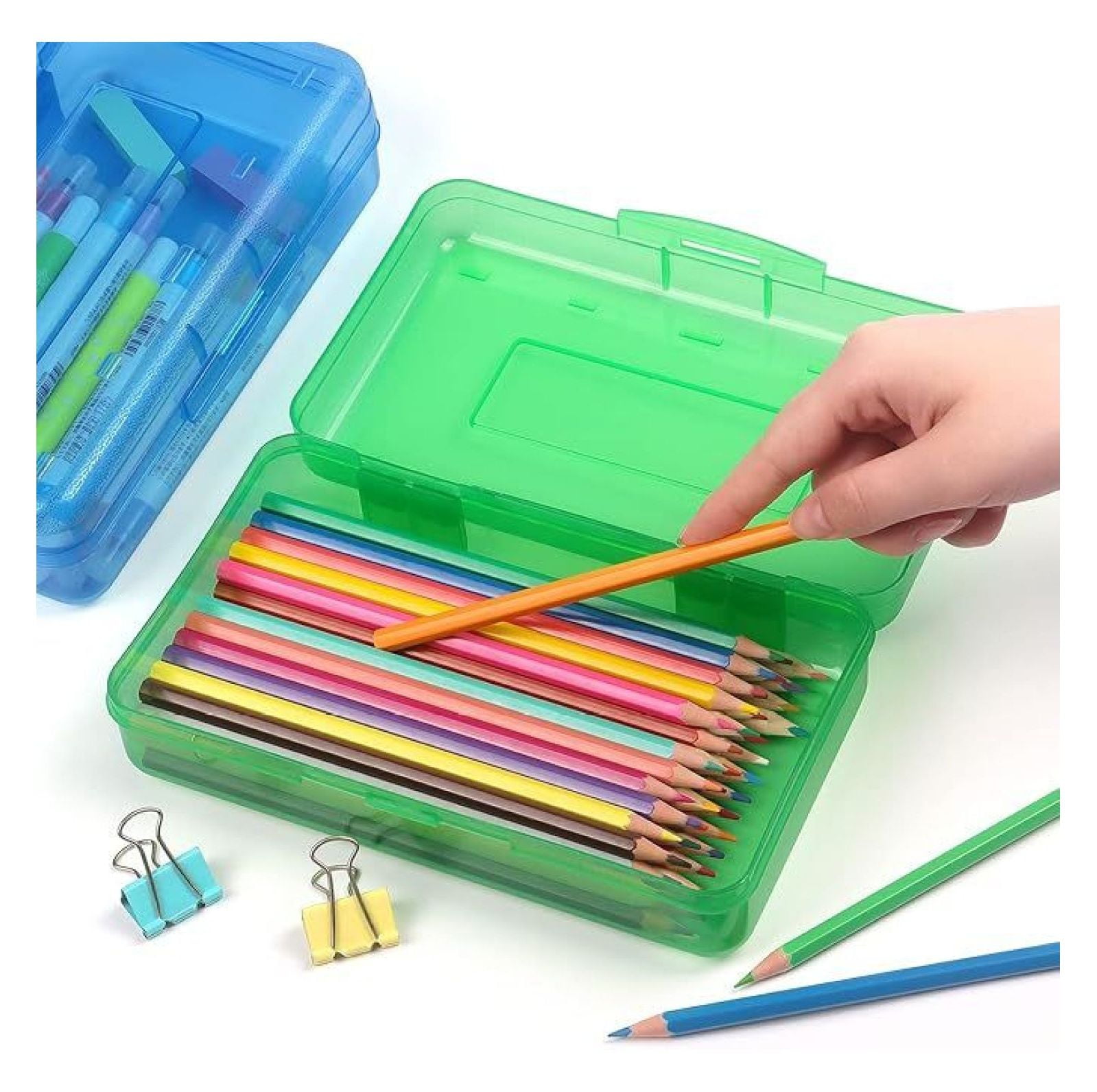 3 Pack Plastic Pencil Box Large Capacity Pencil Boxes Clear Boxes with ...