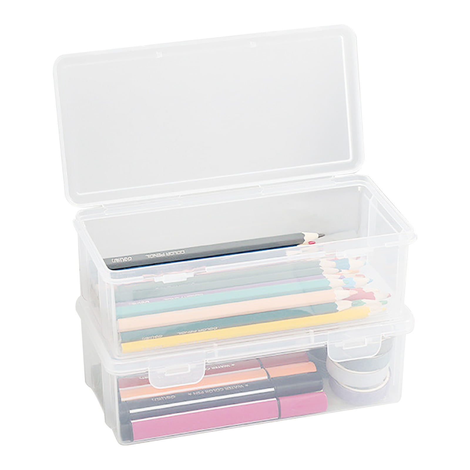 3 Pack Plastic Pencil Box, Large Hard Pencil Box Bulk, Clear Crayon Box ...