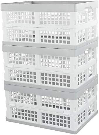 3-Pack Plastic Stackable Collapsible Storage Crate, 15 L Stacking ...