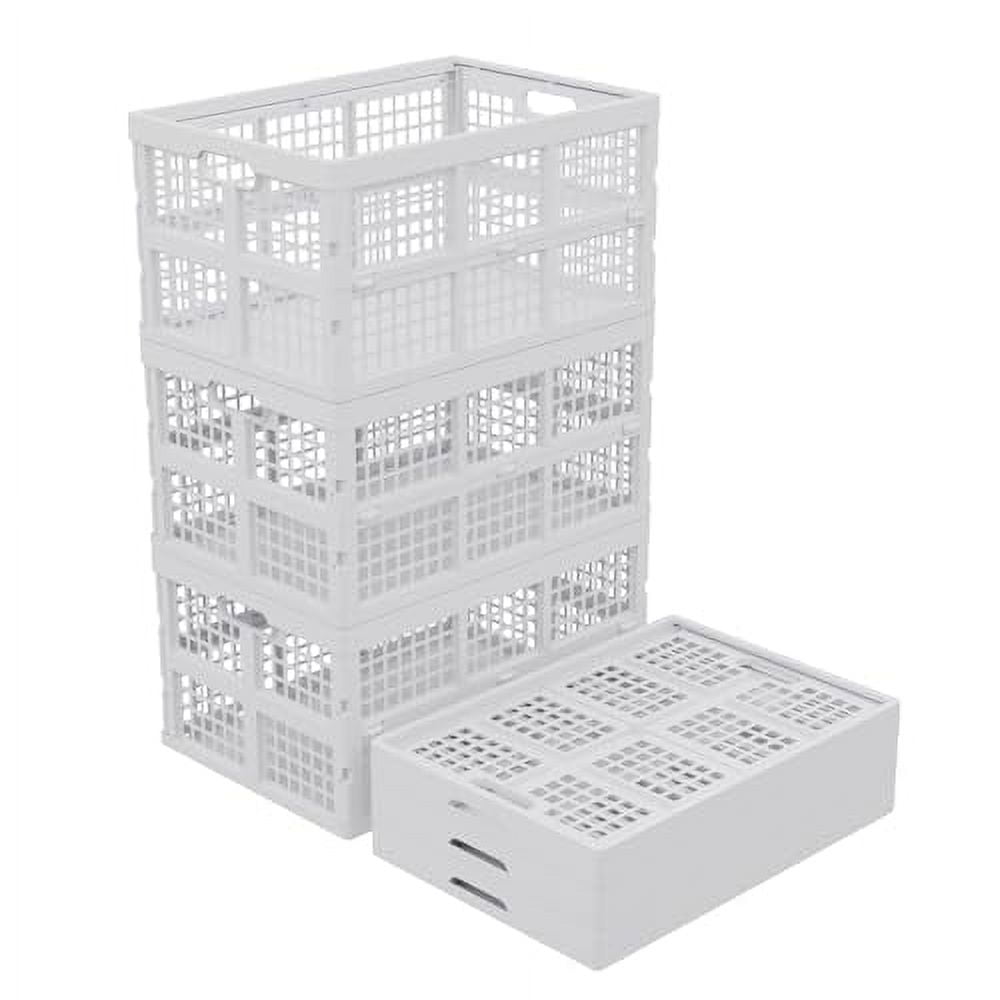 3-Pack Plastic Stackable Collapsible Storage Crates, 42 L Large Folding ...