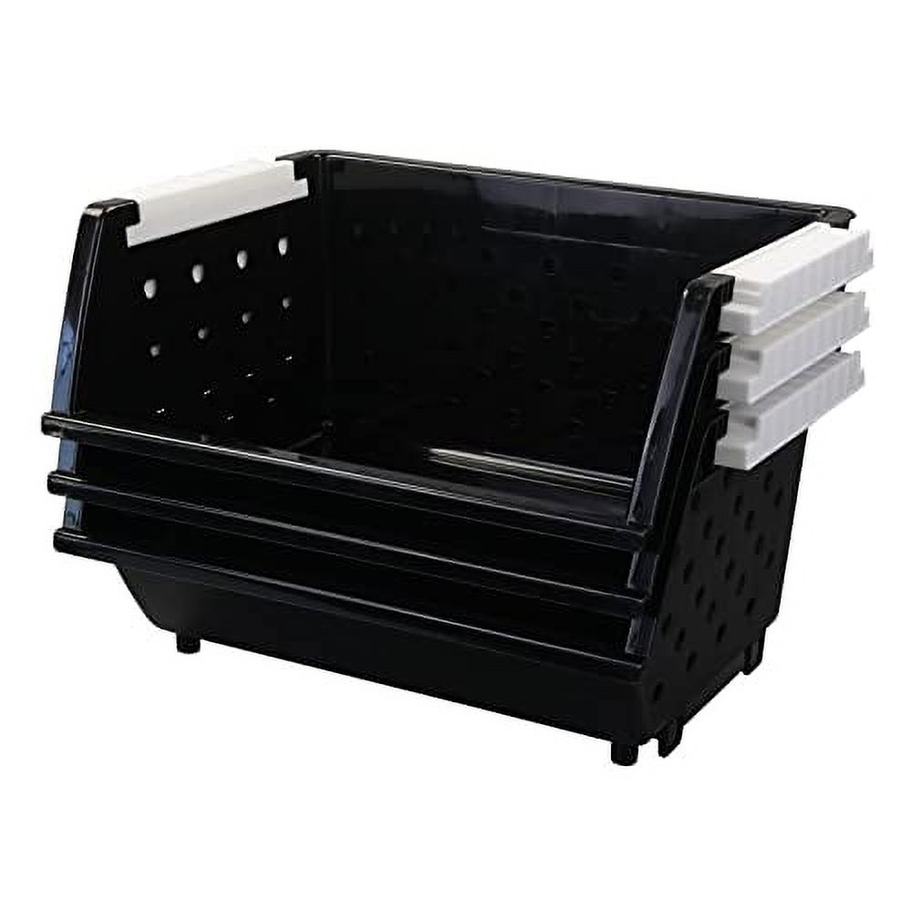 3-Pack Plastic Stackable Organizer Basket, Stacking Storage Basket ...