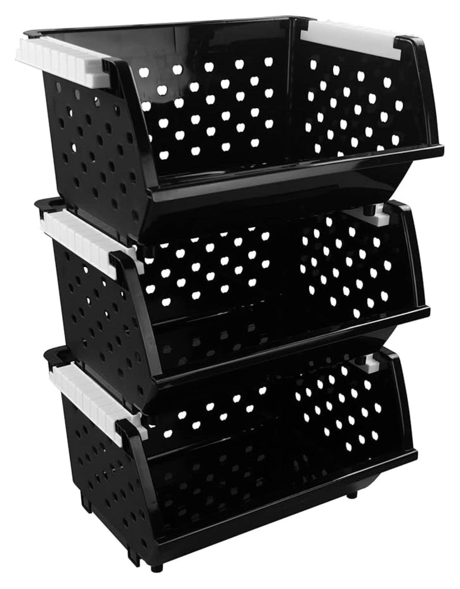 3-Pack Plastic Stackable Organizer Basket, Stacking Storage Basket ...