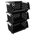 3-Pack Plastic Stackable Organizer Basket, Stacking Storage Basket ...