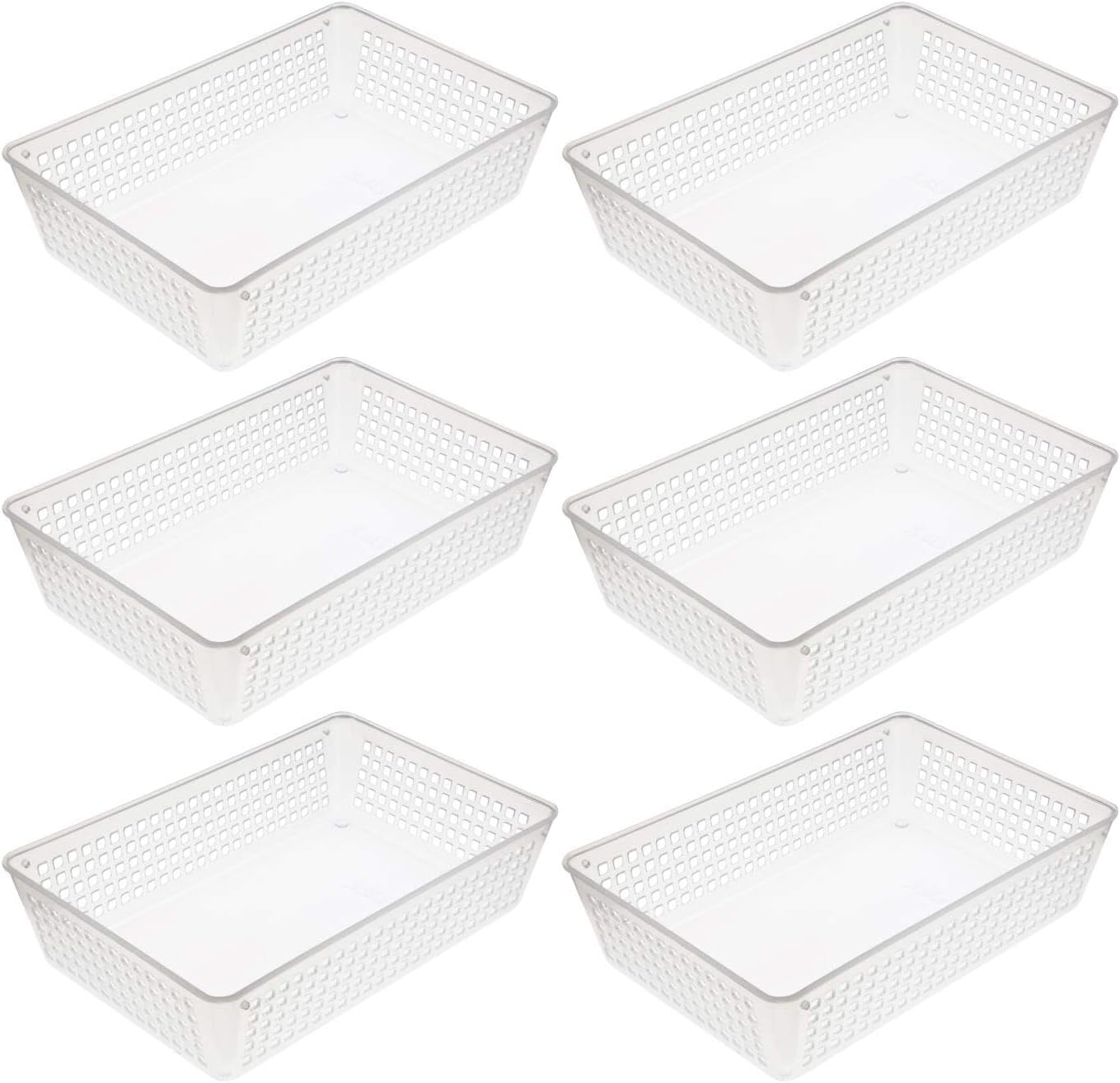 3-Pack Plastic Storage Baskets Bins for Home Junk Drawer, Shelves, and ...