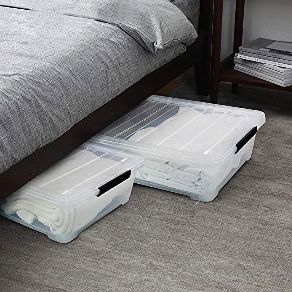 3-Pack Plastic Under Bed Storage Box Container, 40 Quart Clear ...