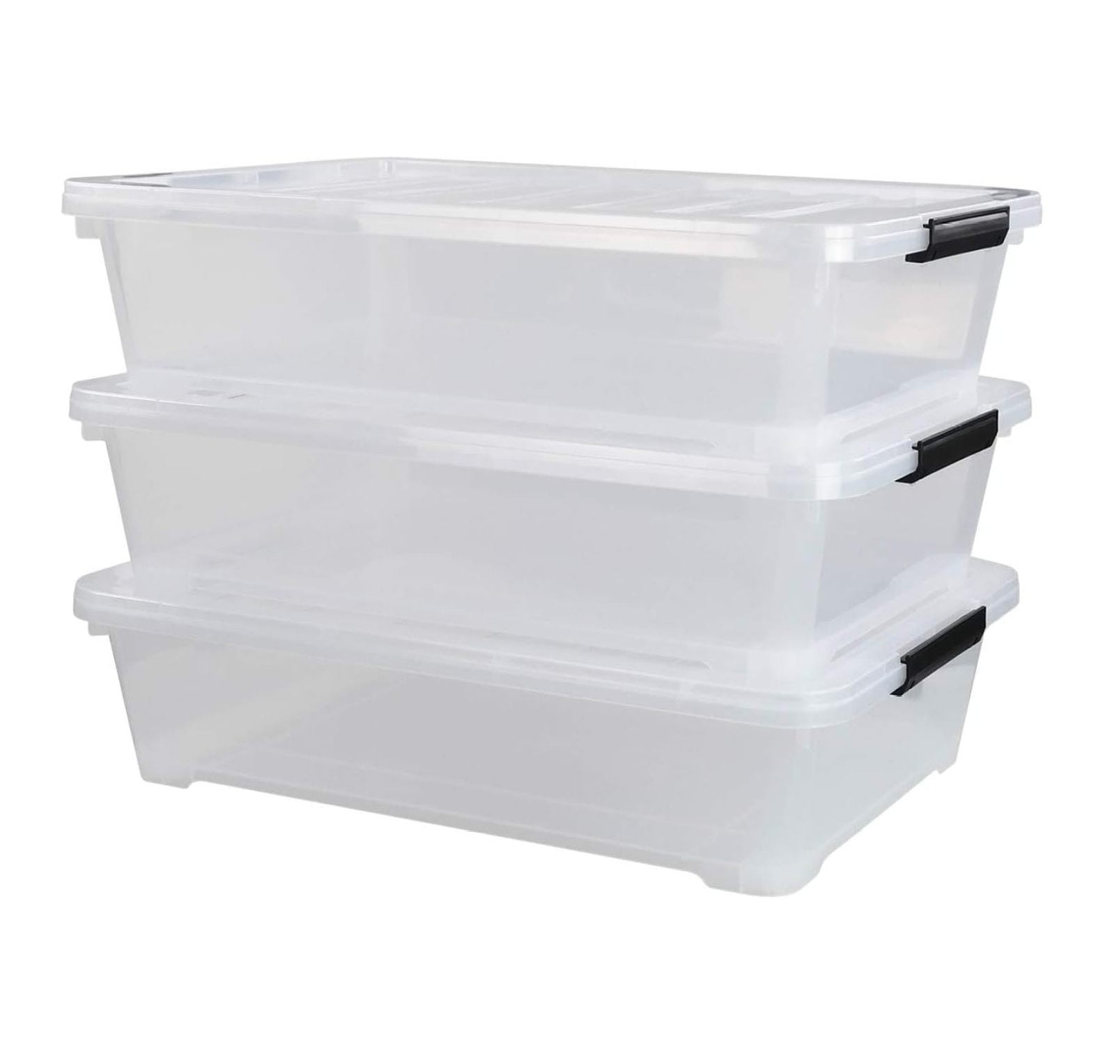 3-Pack Plastic Under Bed Storage Box Container, 40 Quart Clear ...