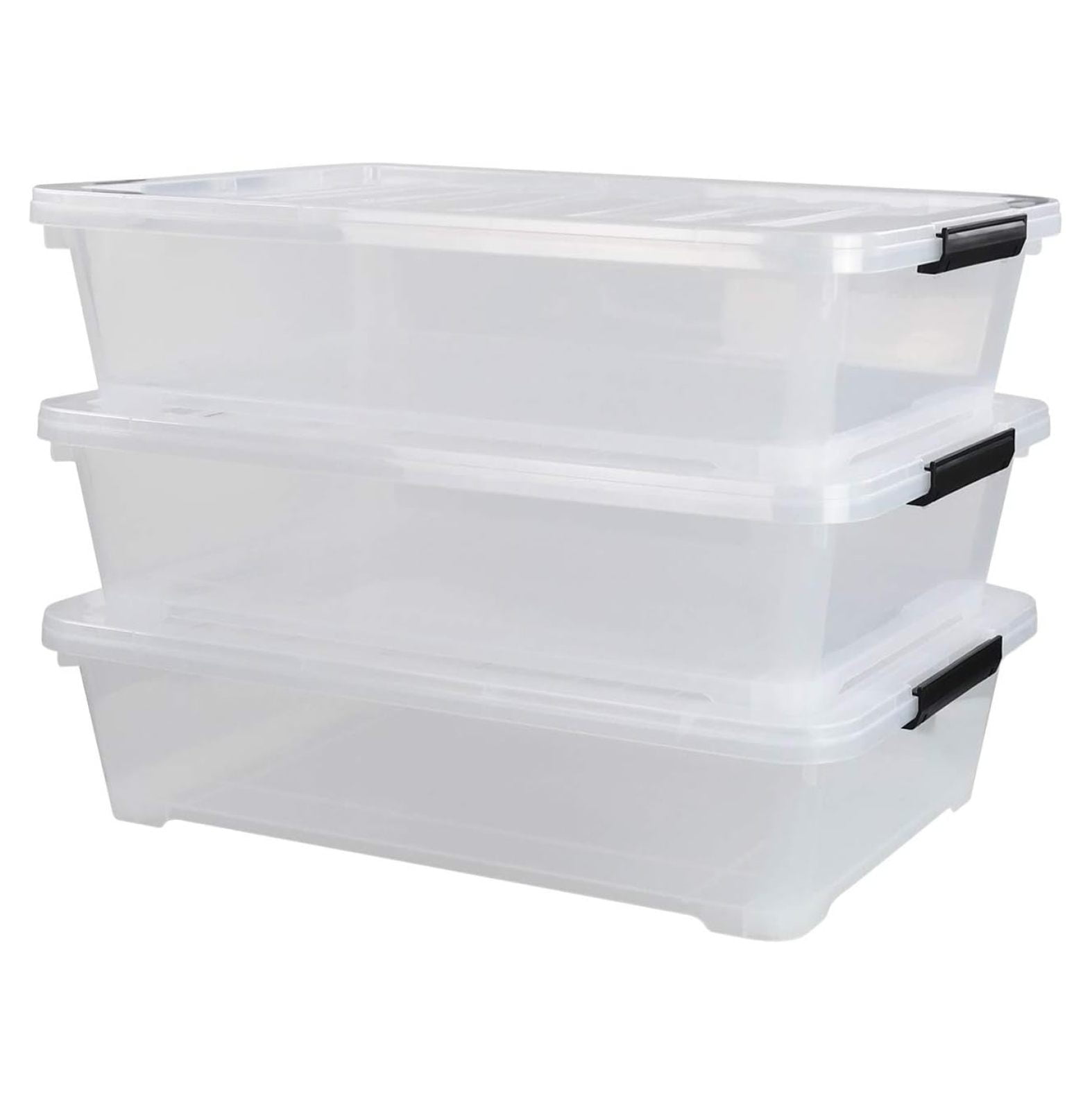 3-Pack Plastic Under Bed Storage Box Container, 40 Quart Clear ...