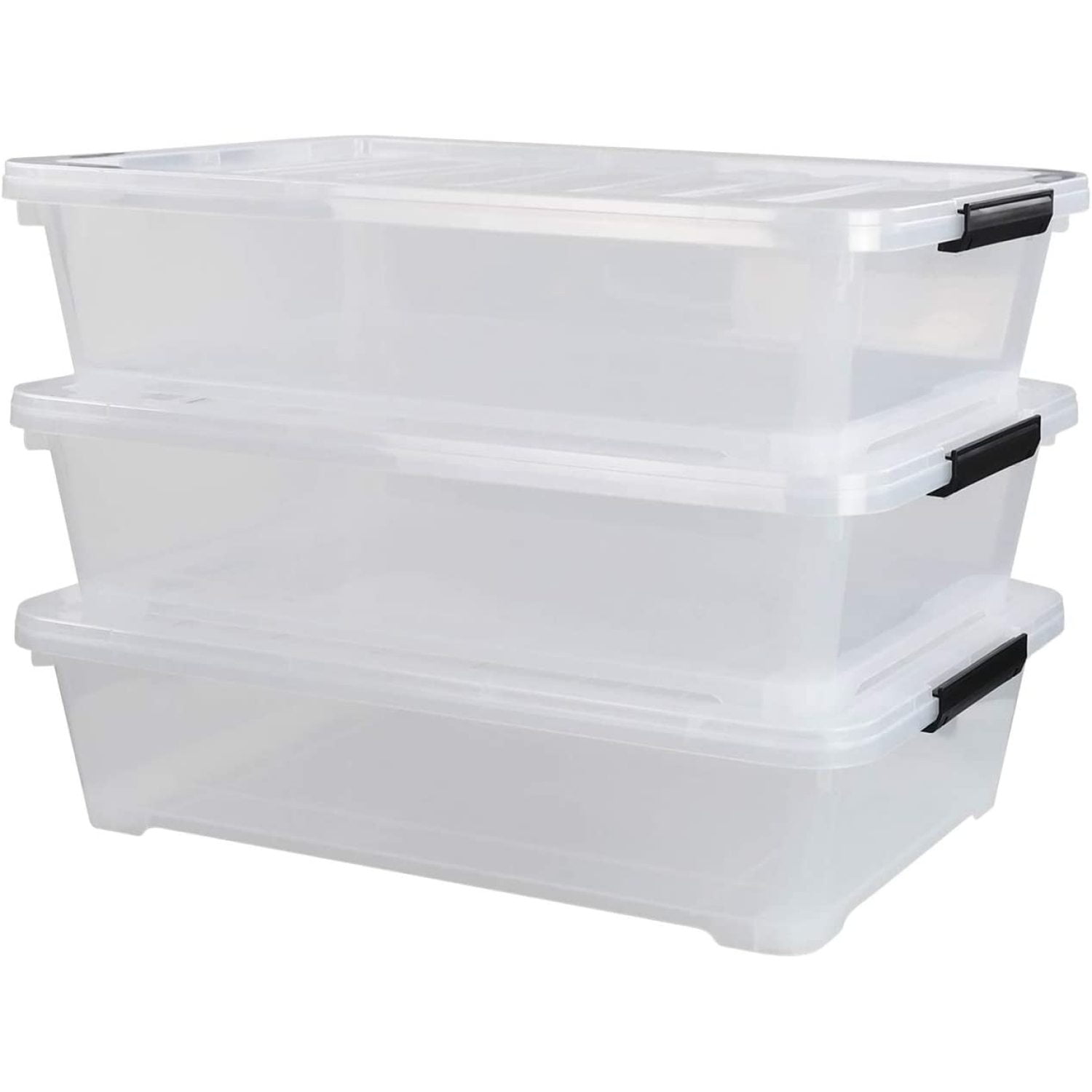 3-Pack Plastic Under Bed Storage Box Container, 40 Quart Clear ...