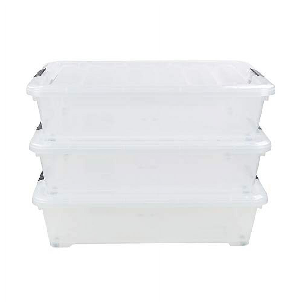 3-Pack Plastic Underbed Storage Bin, Clear Under Bed Storage Box ...