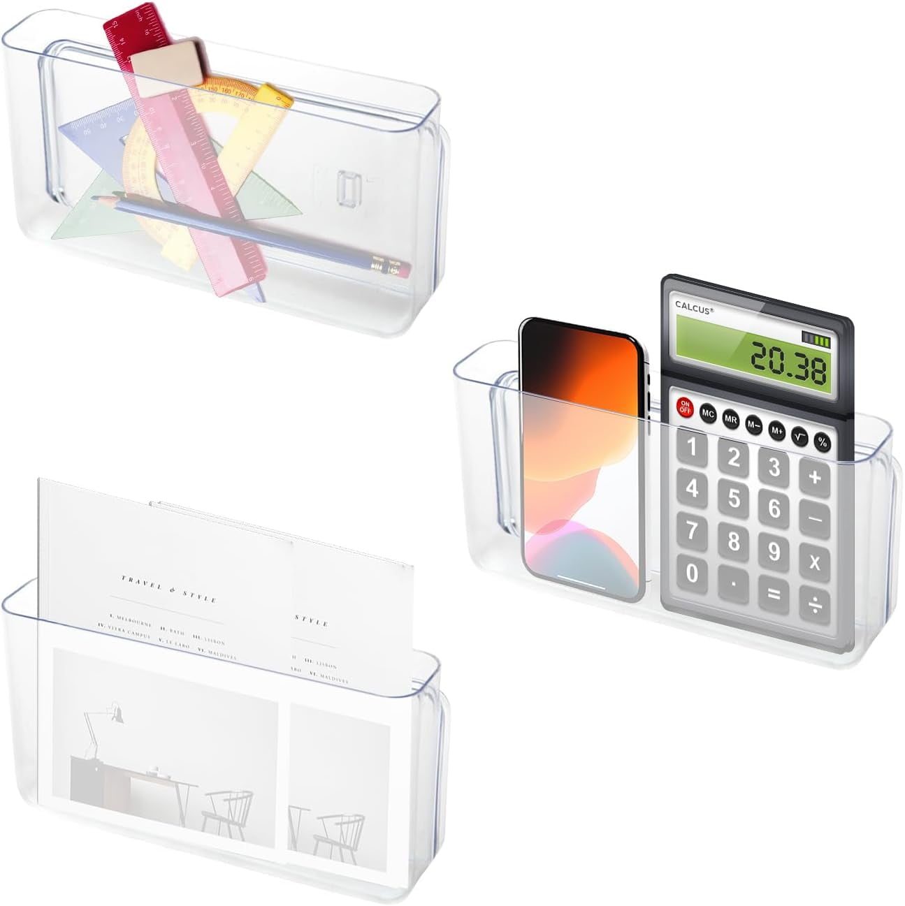 3 Pack Plastic Wall Folders, Acrylic Single Pocket Wall Mount File ...